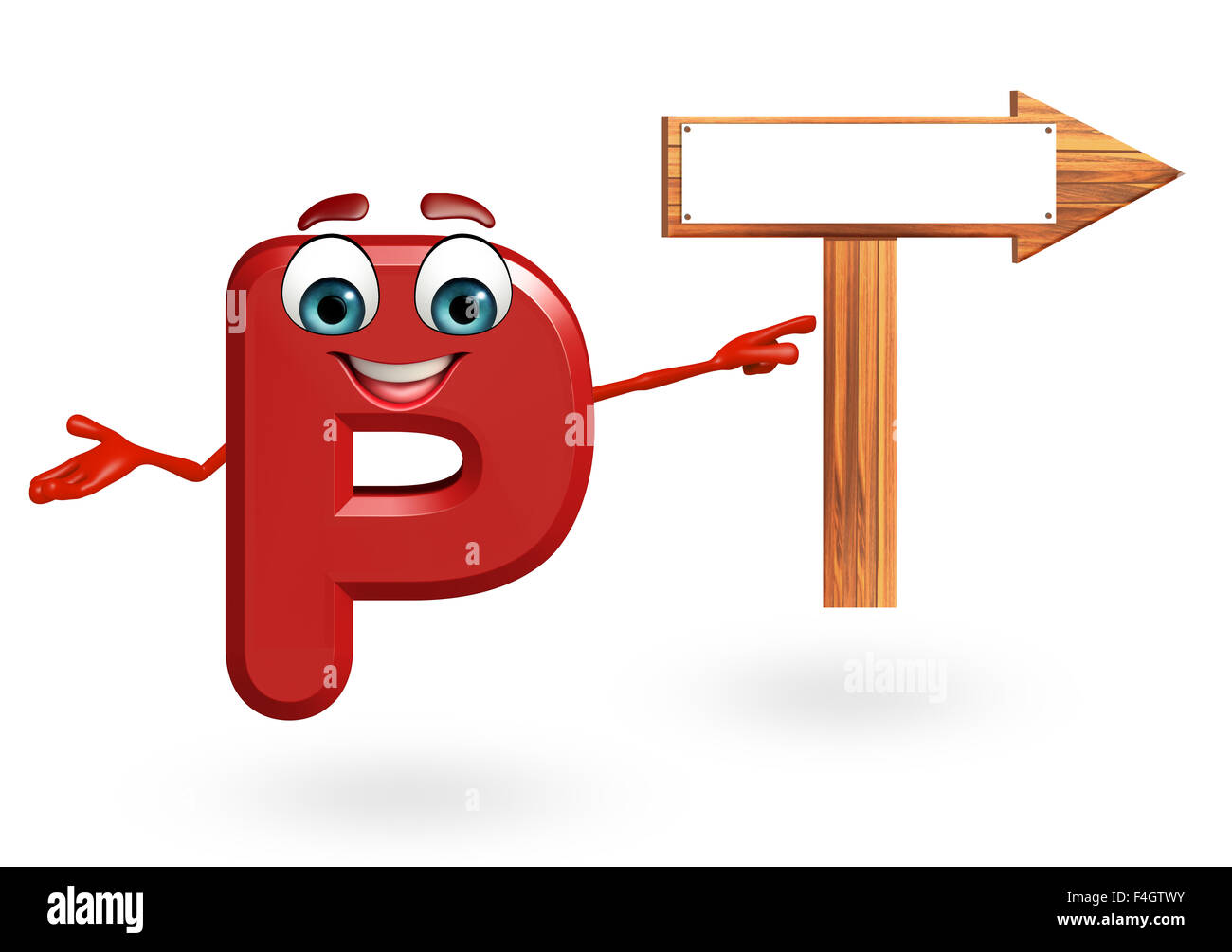 3d rendered illustration of alphabet P Cartoon Character with arrow ...