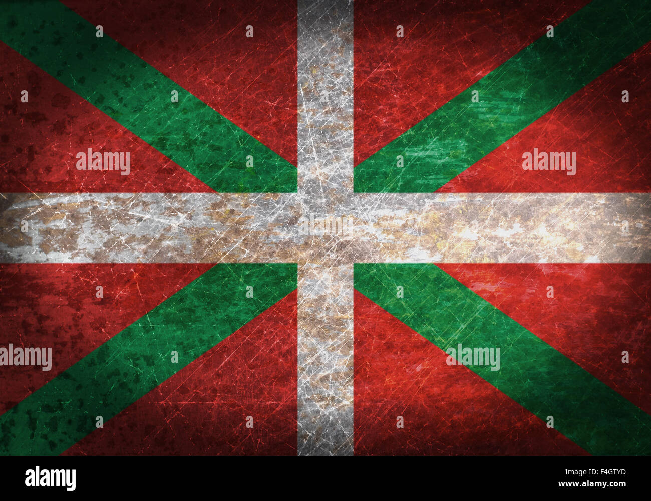 Old rusty metal sign with a flag - Basque Country Stock Photo - Alamy