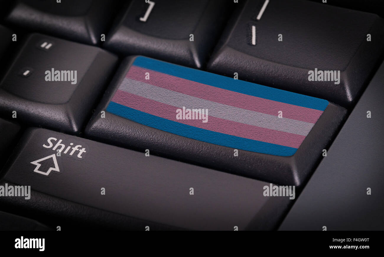 Flag on button keyboard, flag of Trans Pride Stock Photo - Alamy
