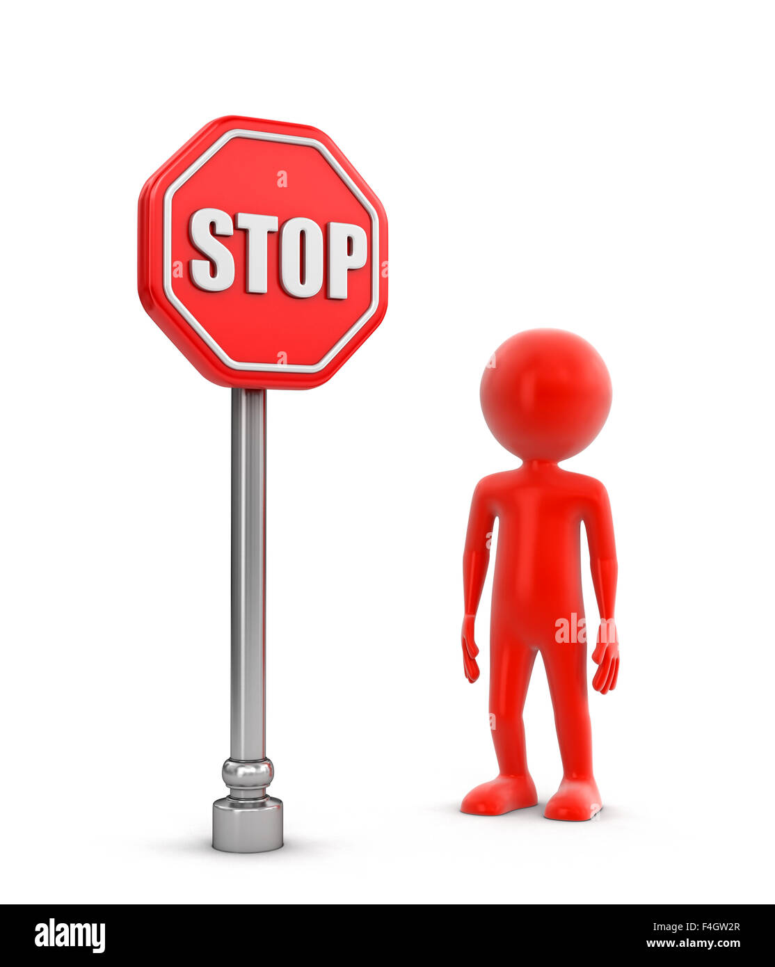 Stop sign and man. Image with clipping path Stock Photo - Alamy