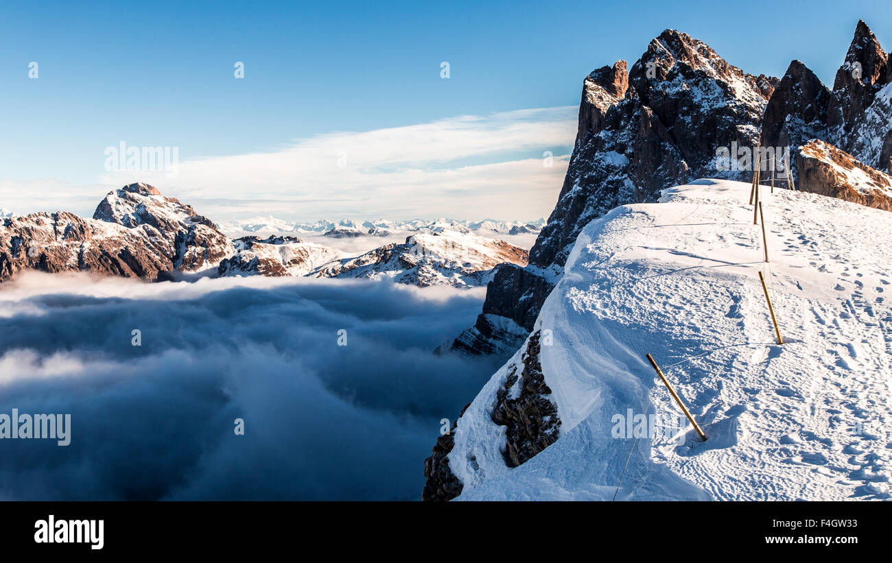 winter in the italian alps, with the ski slope full of snow Stock Photo ...