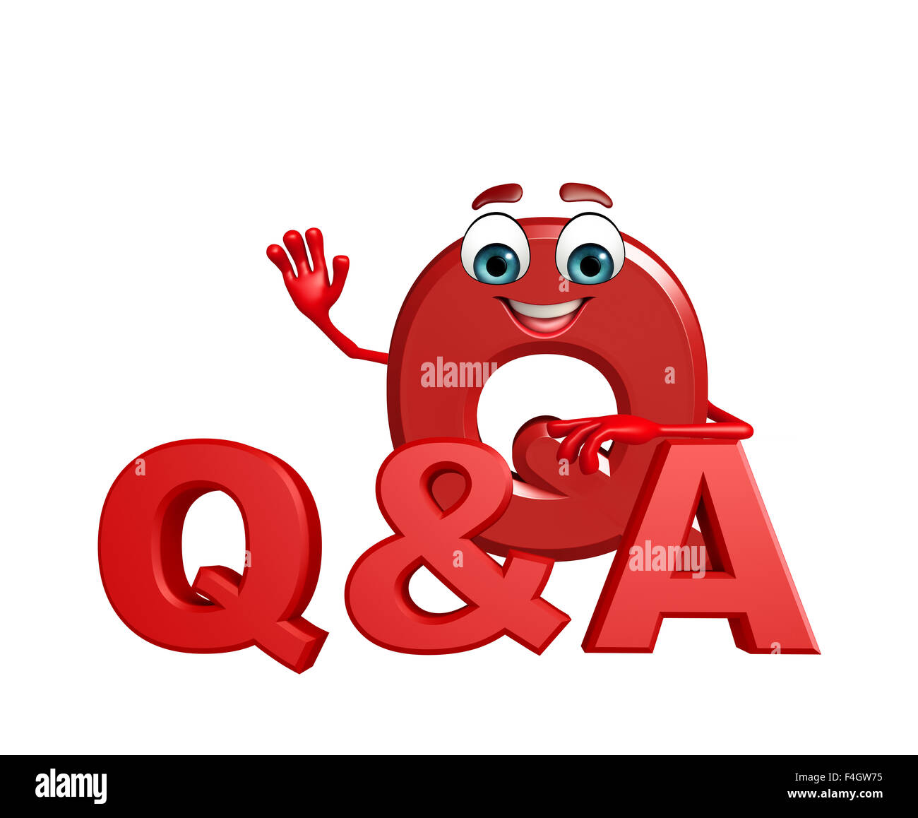 3d rendered illustration of alphabet Q Cartoon Character Stock Photo ...