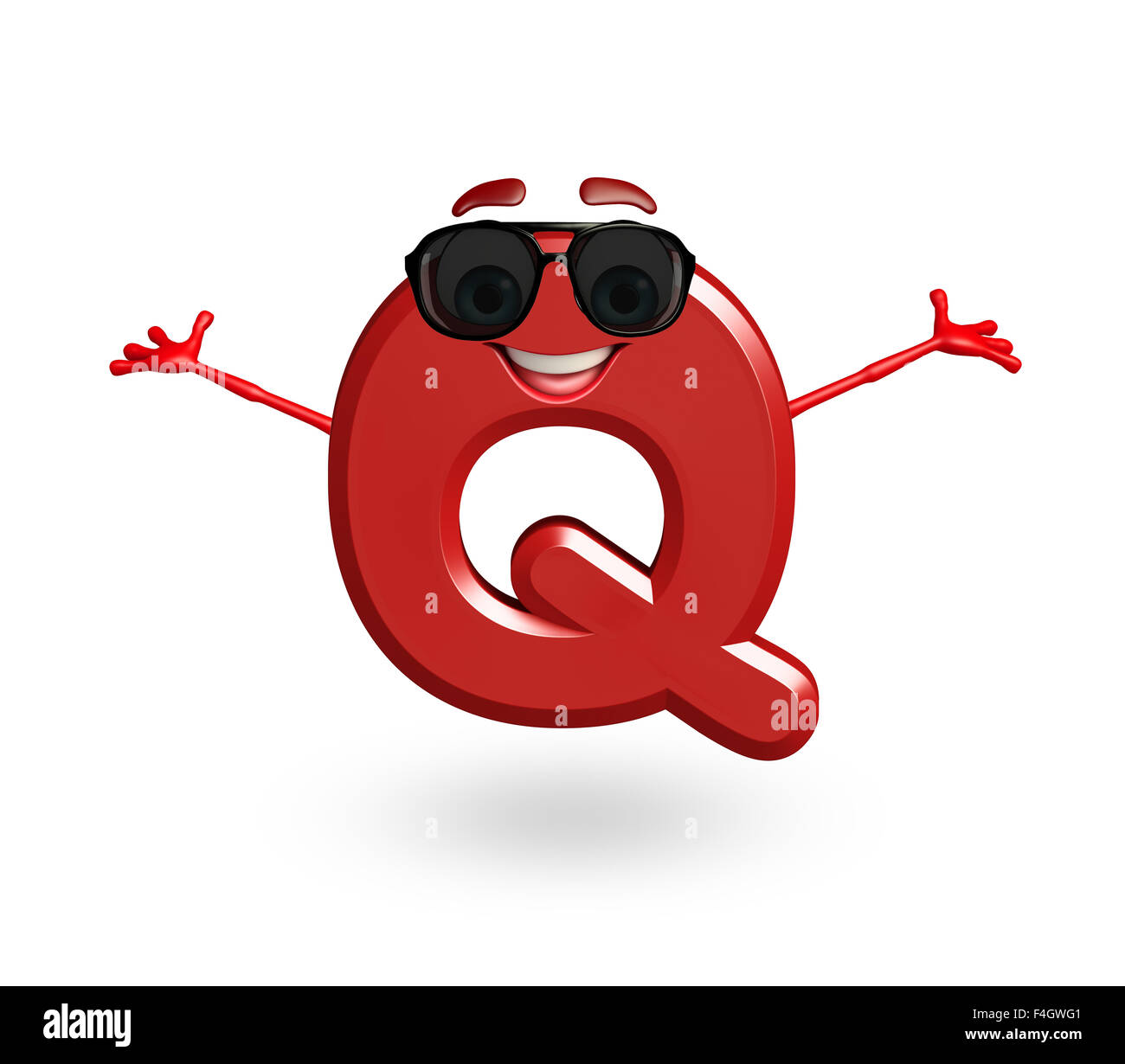 3d rendered illustration of alphabet Q Cartoon Character with goggles ...