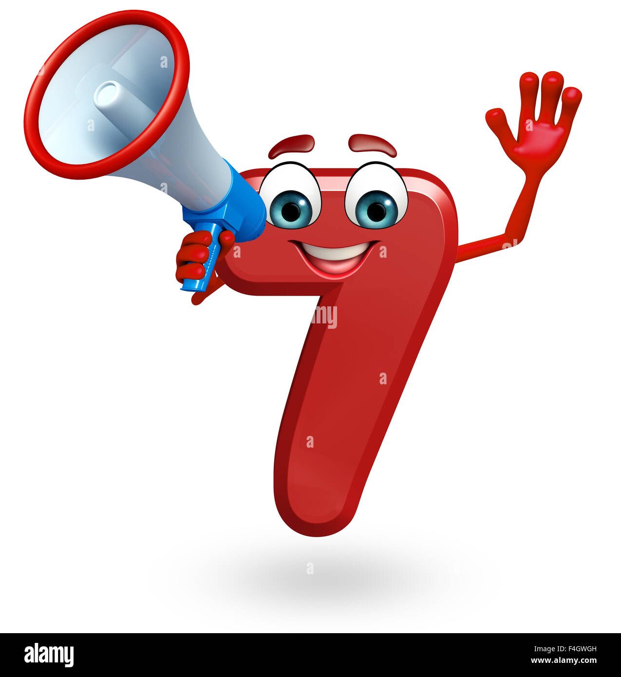 3d rendered illustration of cartoon character of seven digit with ...