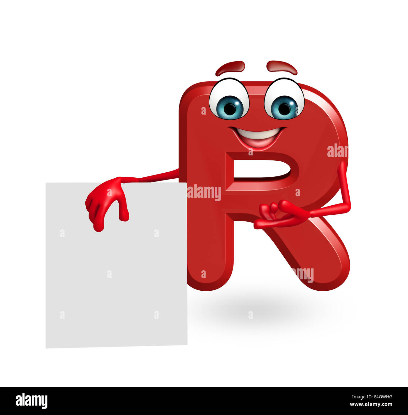 3d rendered illustration of alphabet R Cartoon Character with sign ...