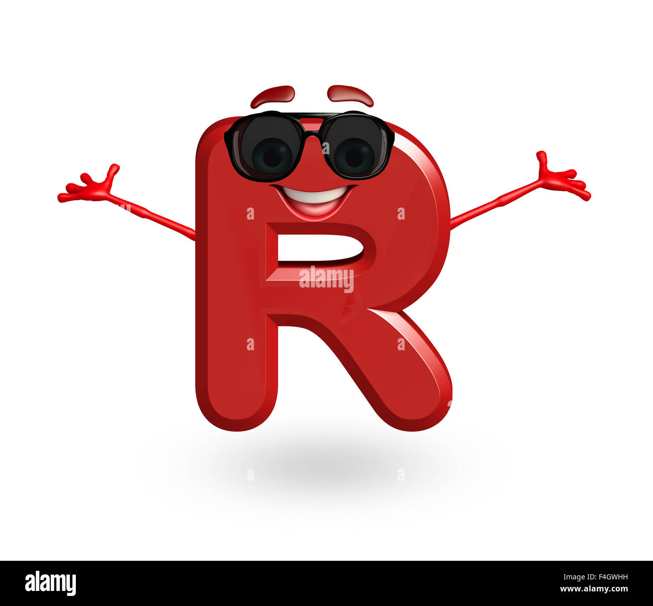 3d rendered illustration of alphabet R Cartoon Character with goggles ...