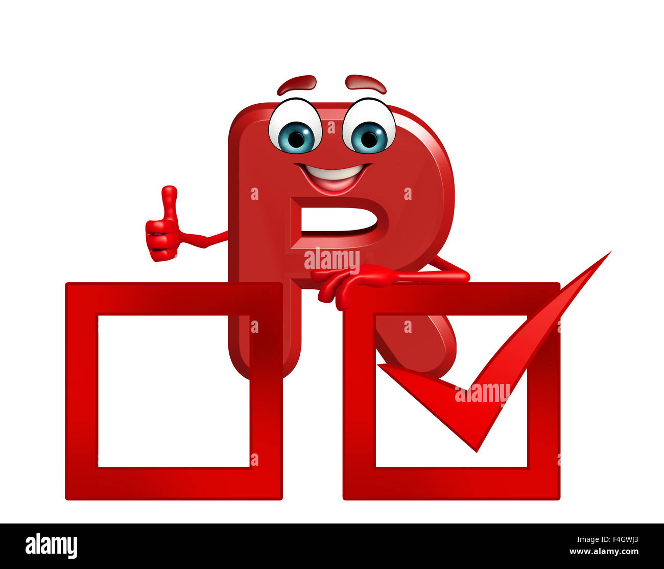 3d rendered illustration of alphabet R Cartoon Character with right ...