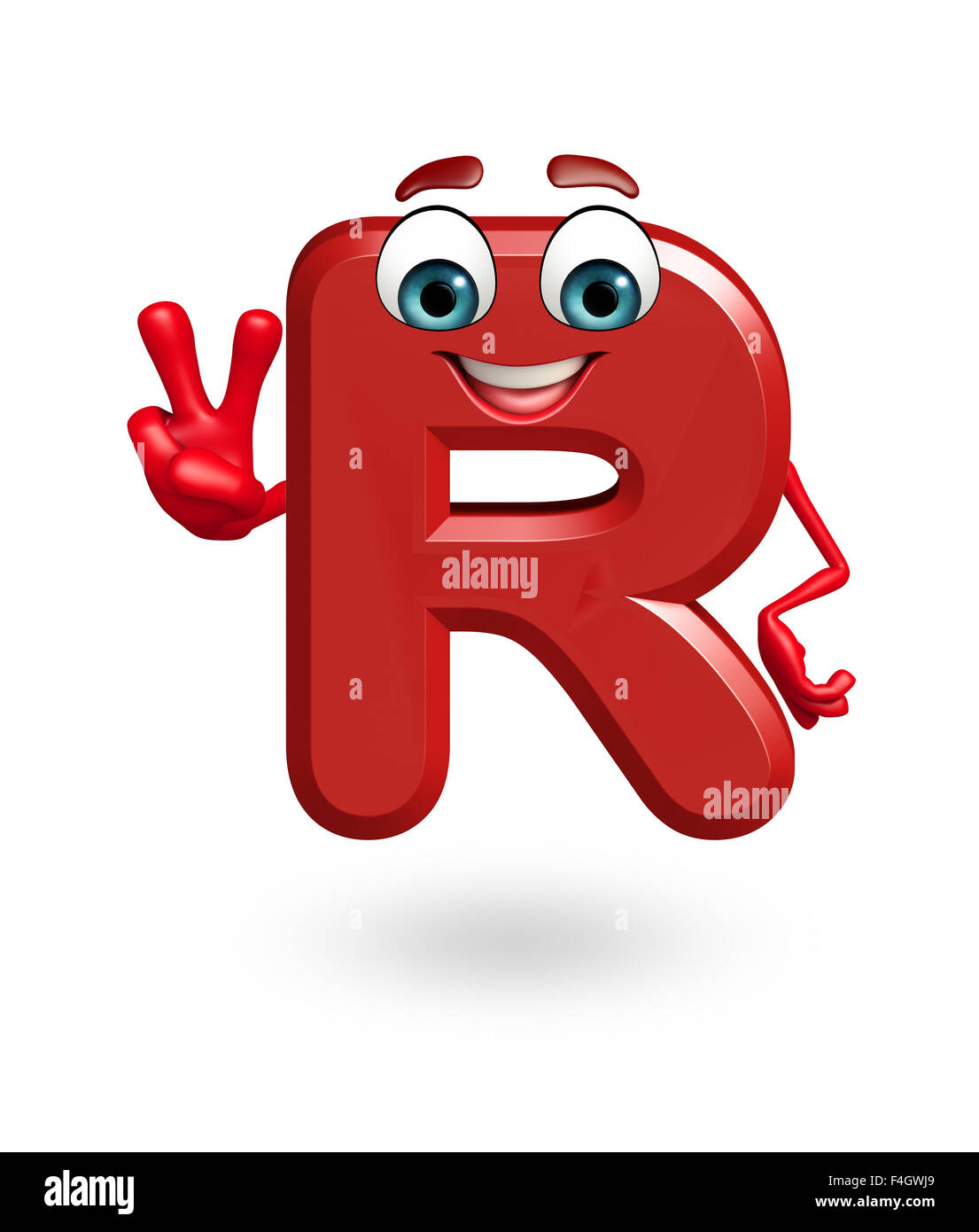 3d rendered illustration of alphabet R Cartoon Character Stock Photo ...