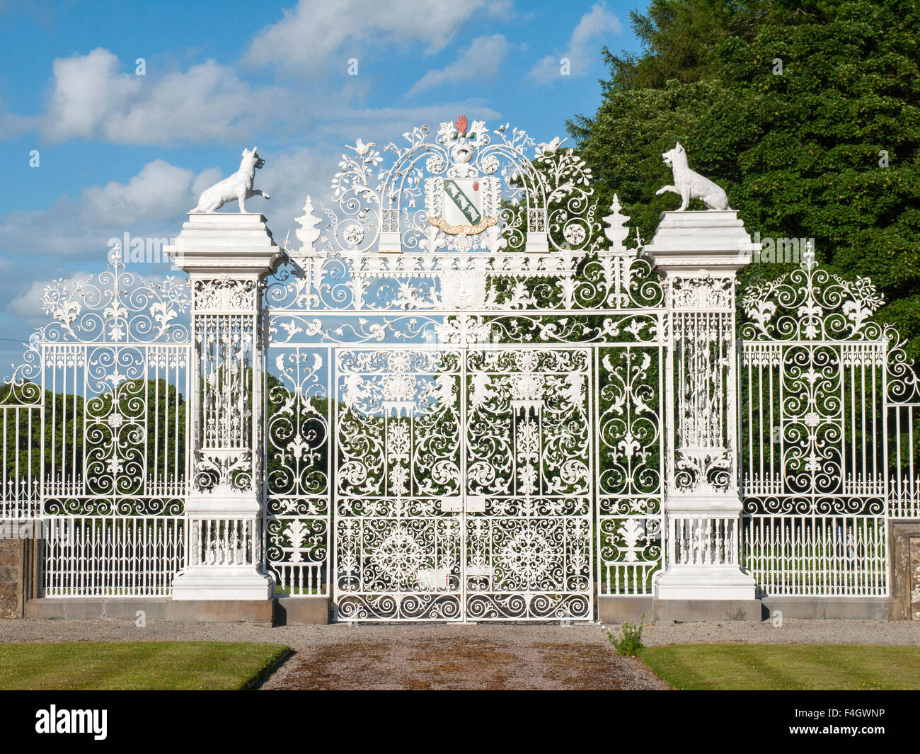 The gates at Chirk Castle near Wrexham Wales UK Stock Photo - Alamy