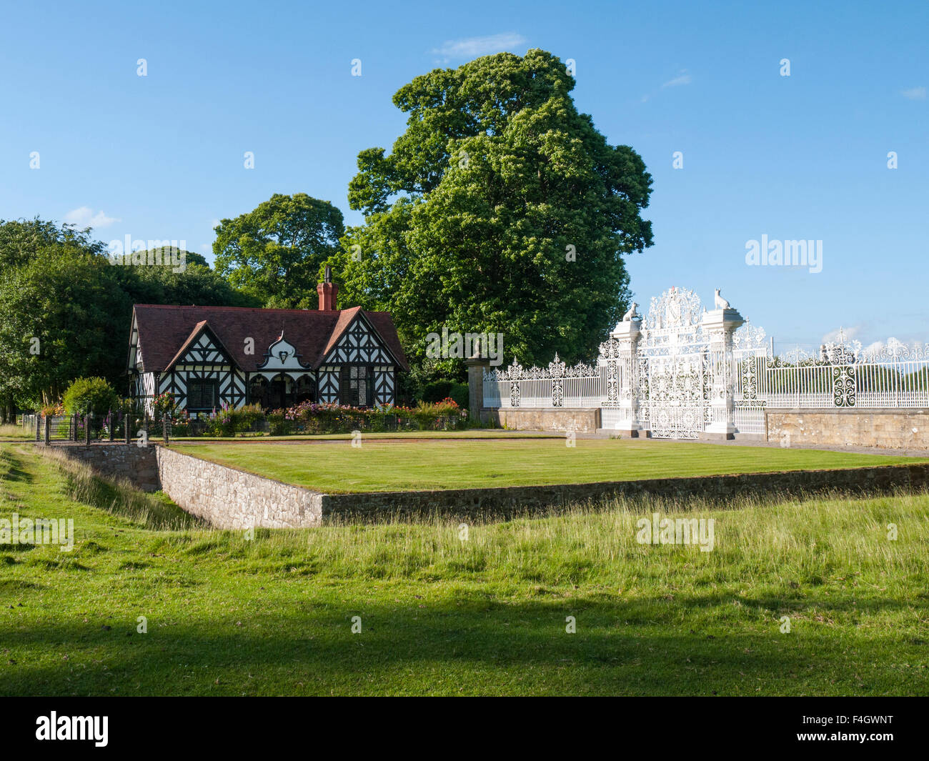 The gates at Chirk Castle near Wrexham Wales UK Stock Photo - Alamy