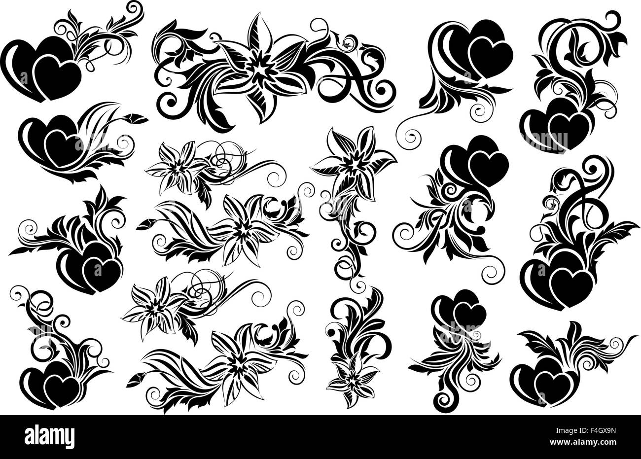 Black floral design element Stock Vector Image & Art - Alamy