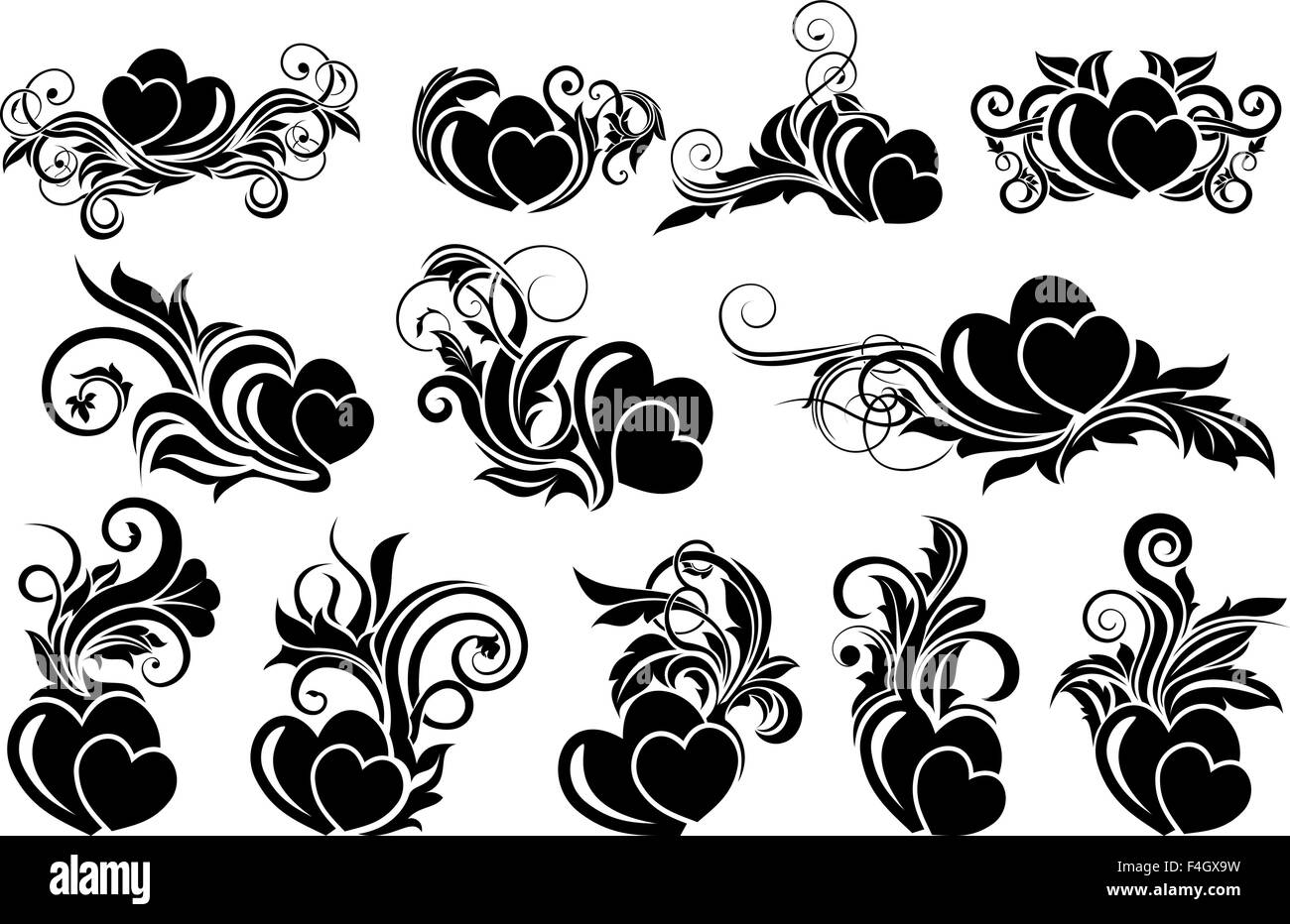 Black floral design element Stock Vector Image & Art - Alamy