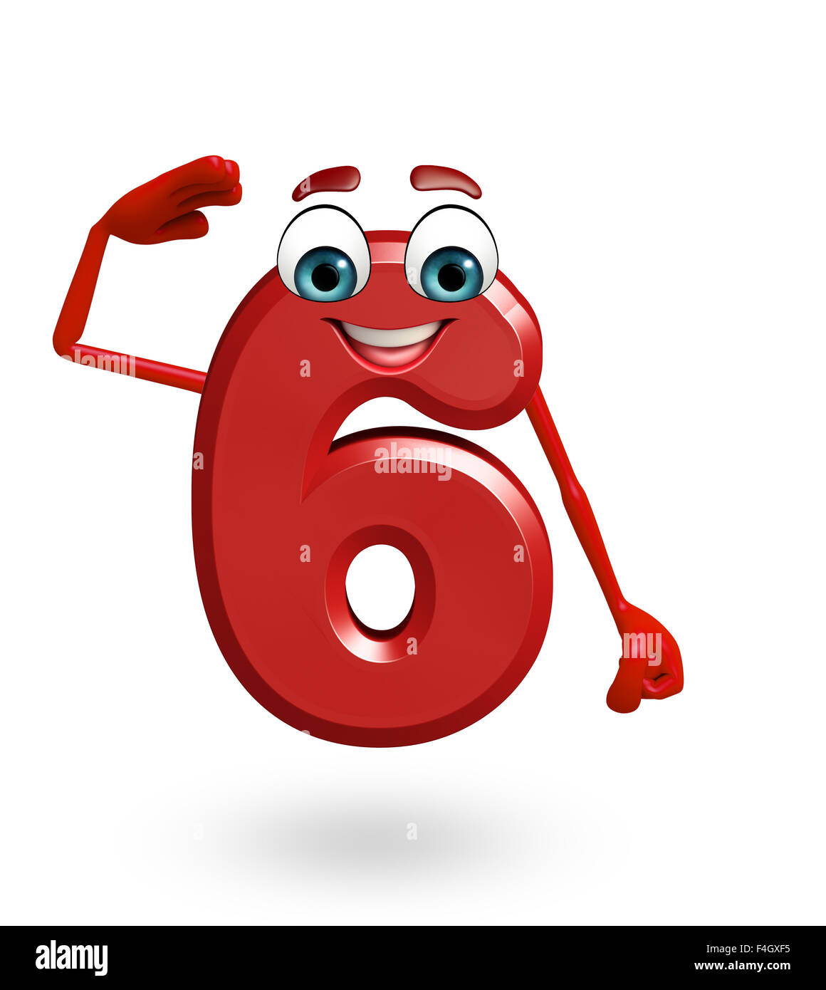 3d rendered illustration of cartoon character of six digit Stock Photo ...