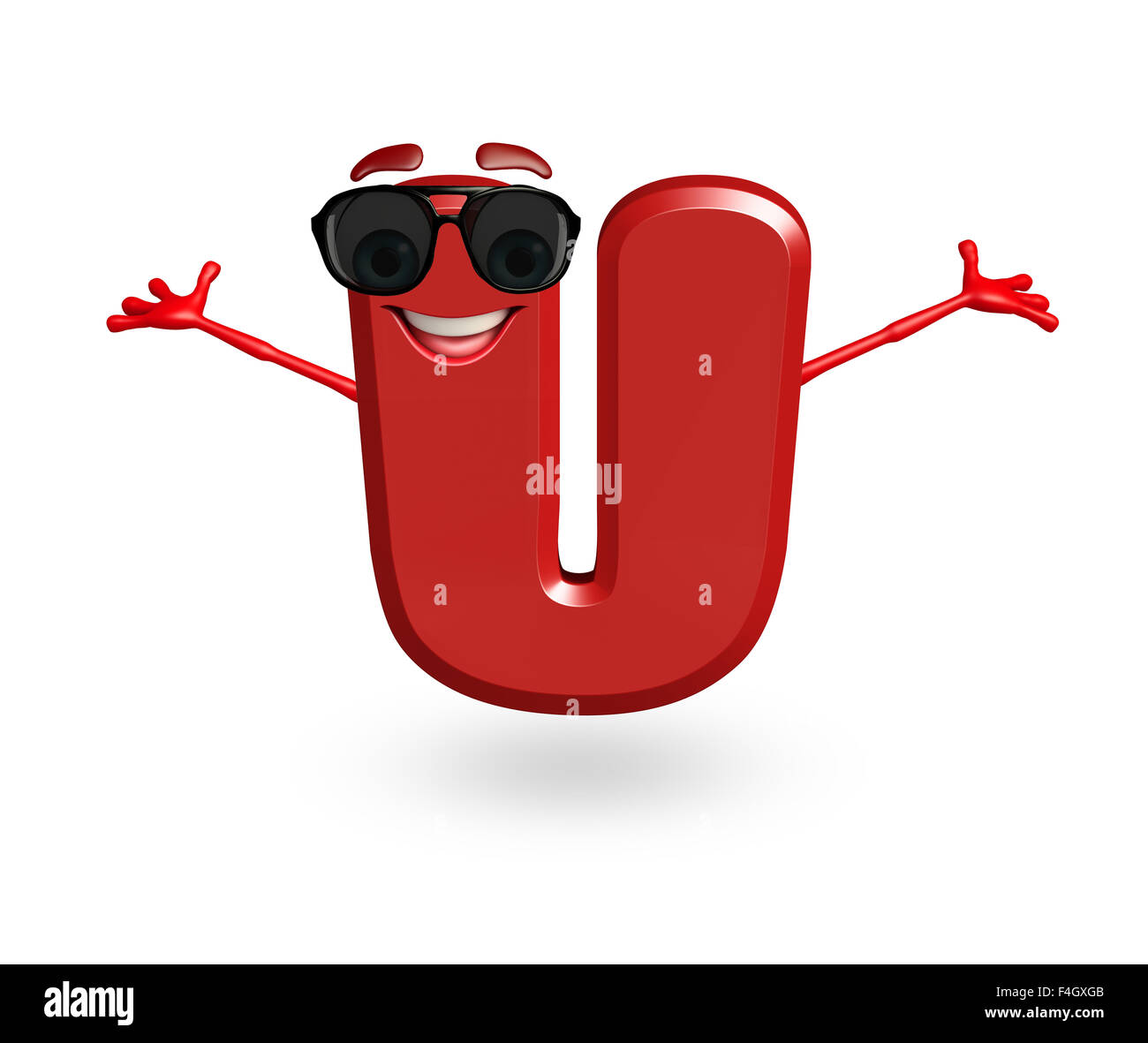 3d rendered illustration of alphabet U Cartoon Character with goggles ...