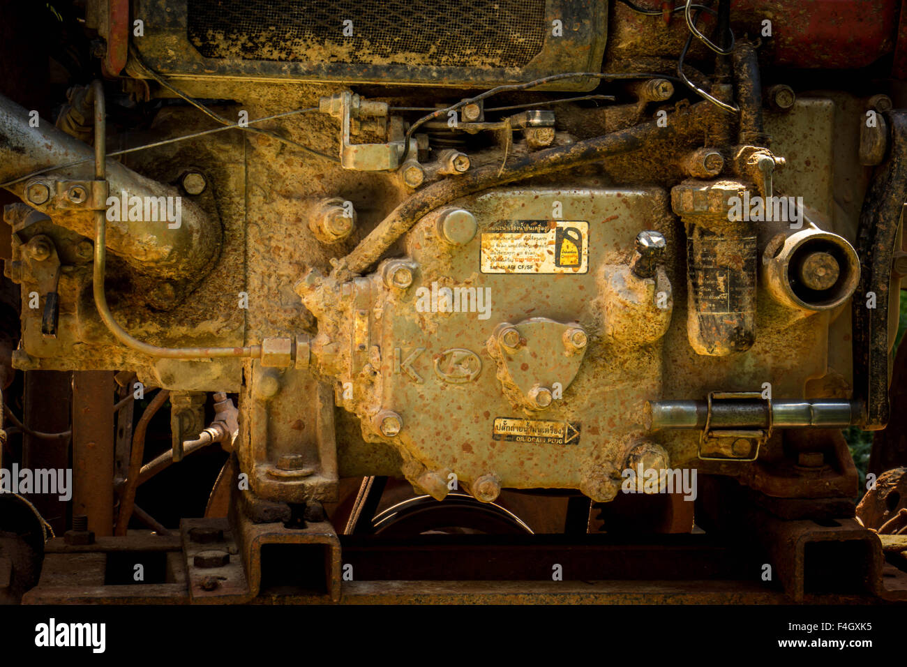 engine of the old model of agricultural tractor Stock Photo - Alamy