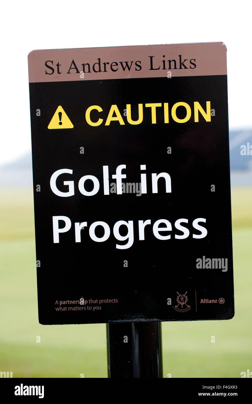 Warning sign - Golf in Progress - St Andrews Links, St Andrews, Fife ...