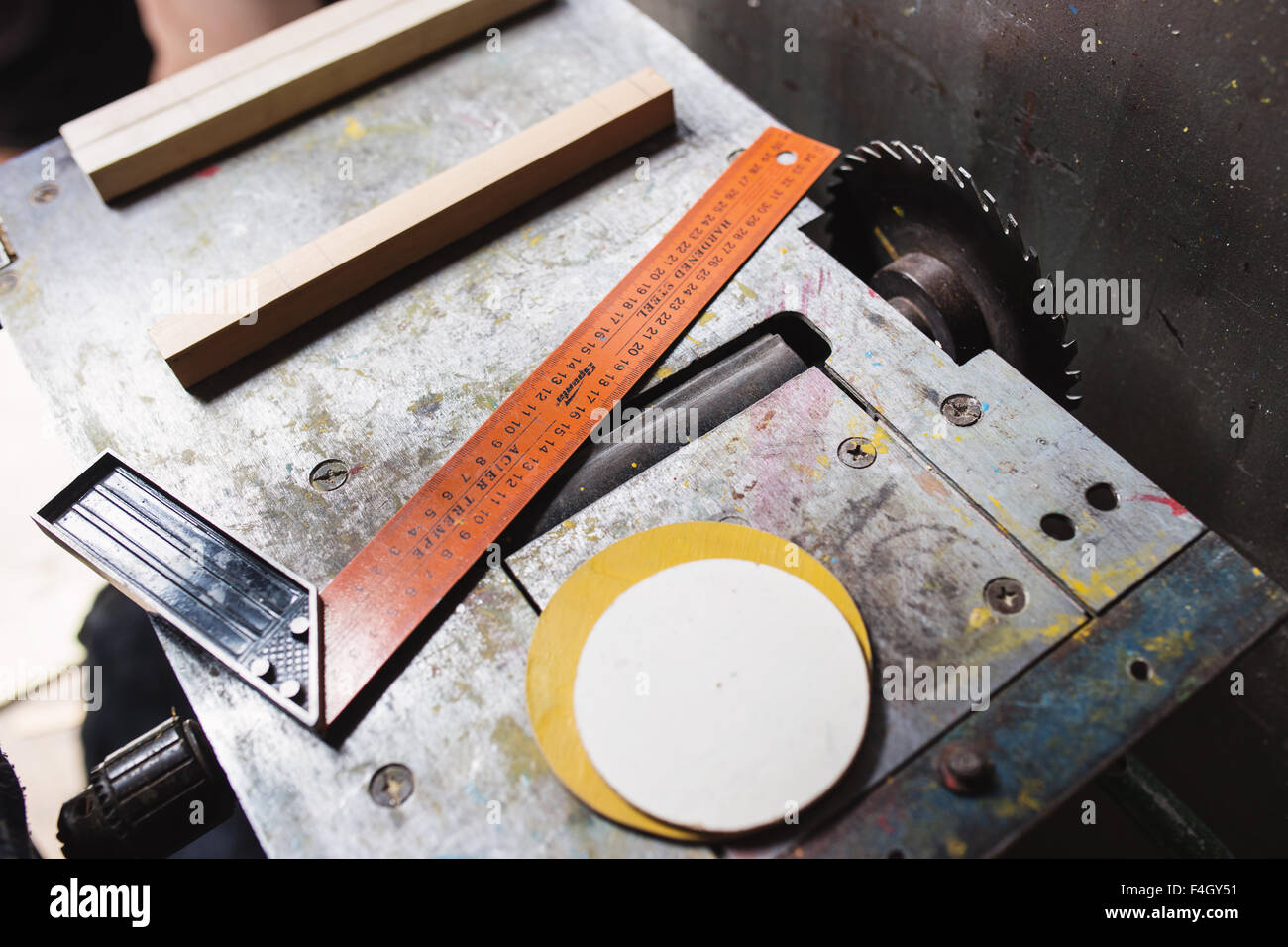 Carpenter workplace with some tools Stock Photo - Alamy
