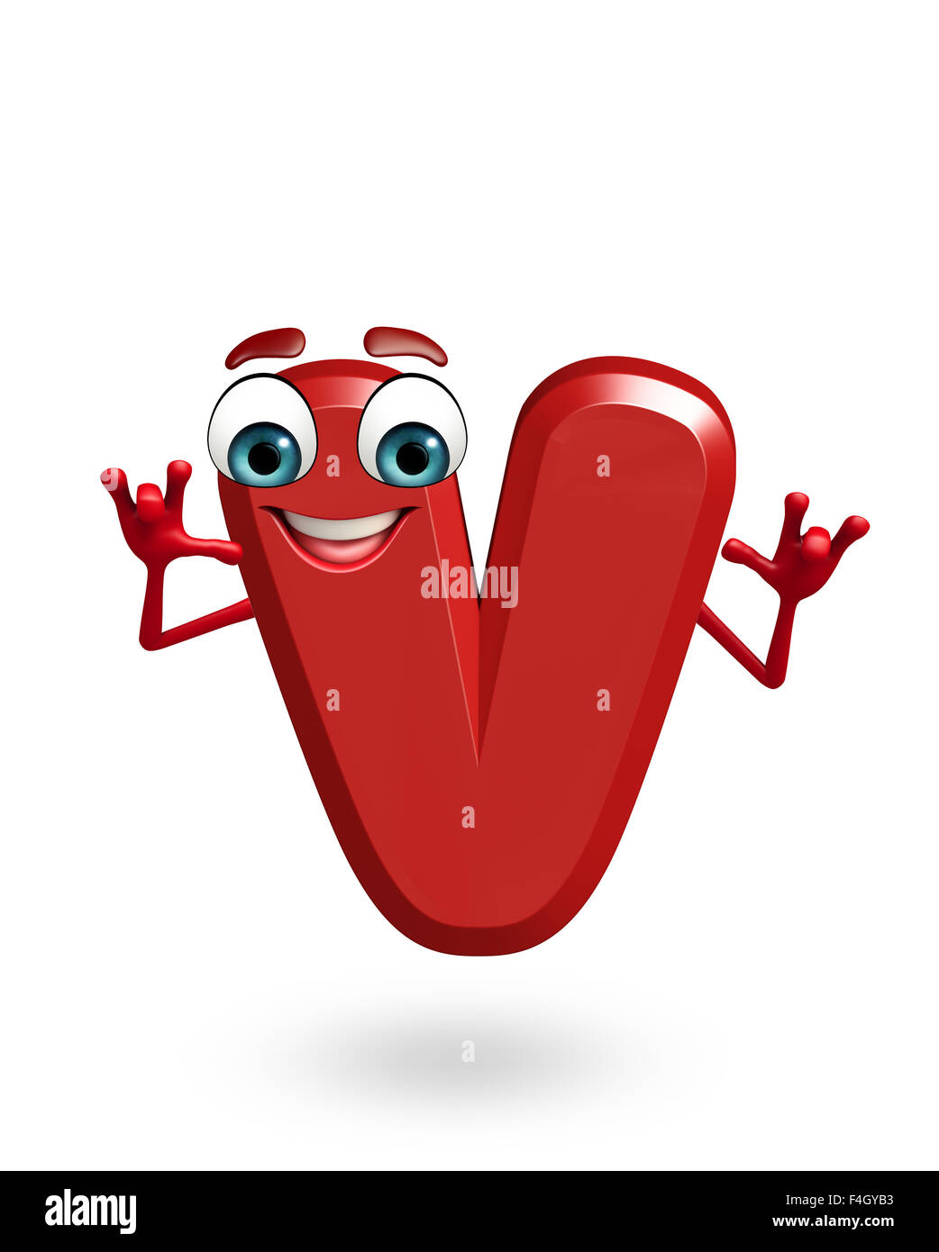 3d rendered illustration of alphabet V Cartoon Character Stock Photo ...