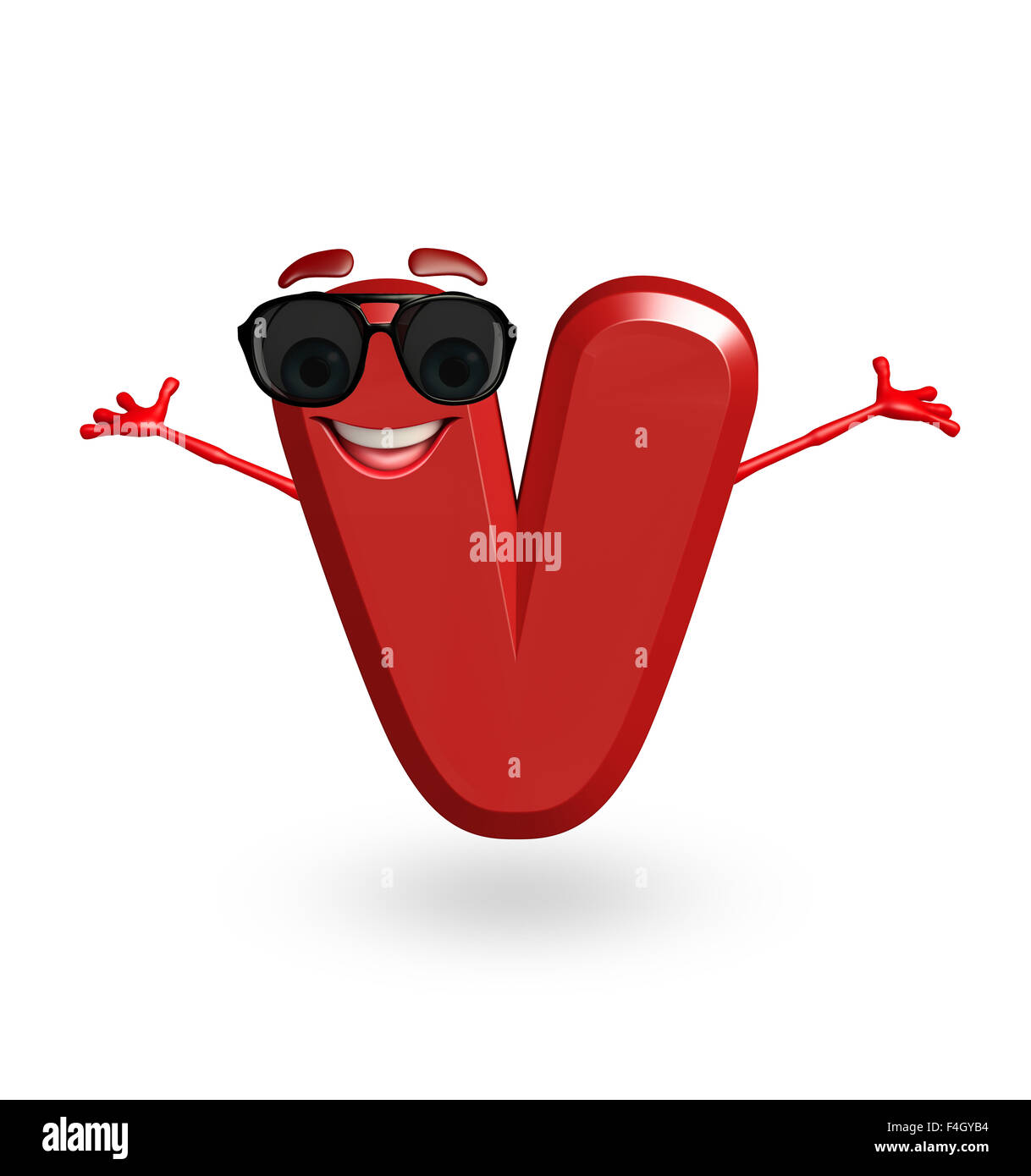 3d rendered illustration of alphabet V Cartoon Character with goggles ...