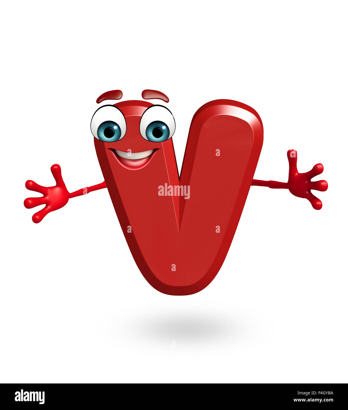 3d rendered illustration of alphabet V Cartoon Character Stock Photo ...