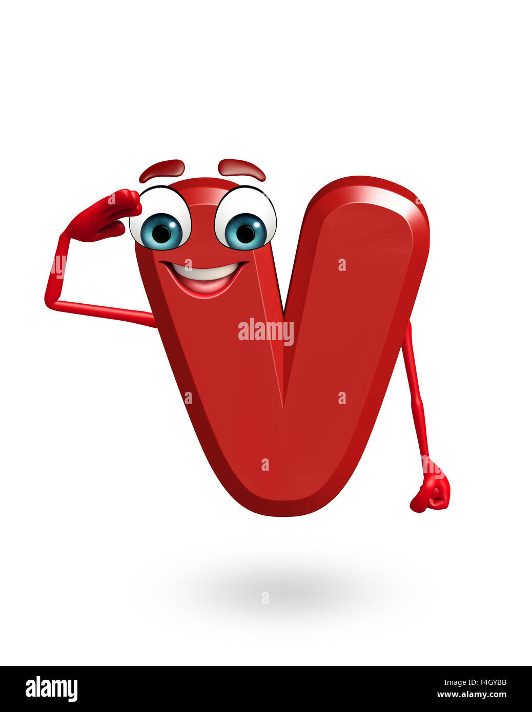 3d rendered illustration of alphabet V Cartoon Character Stock Photo ...