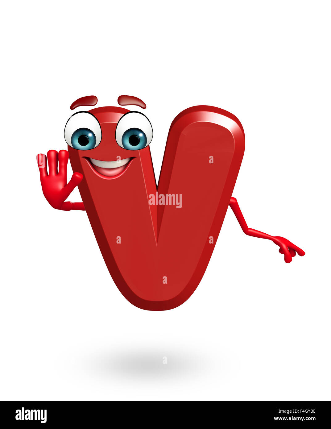 3d rendered illustration of alphabet V Cartoon Character Stock Photo ...