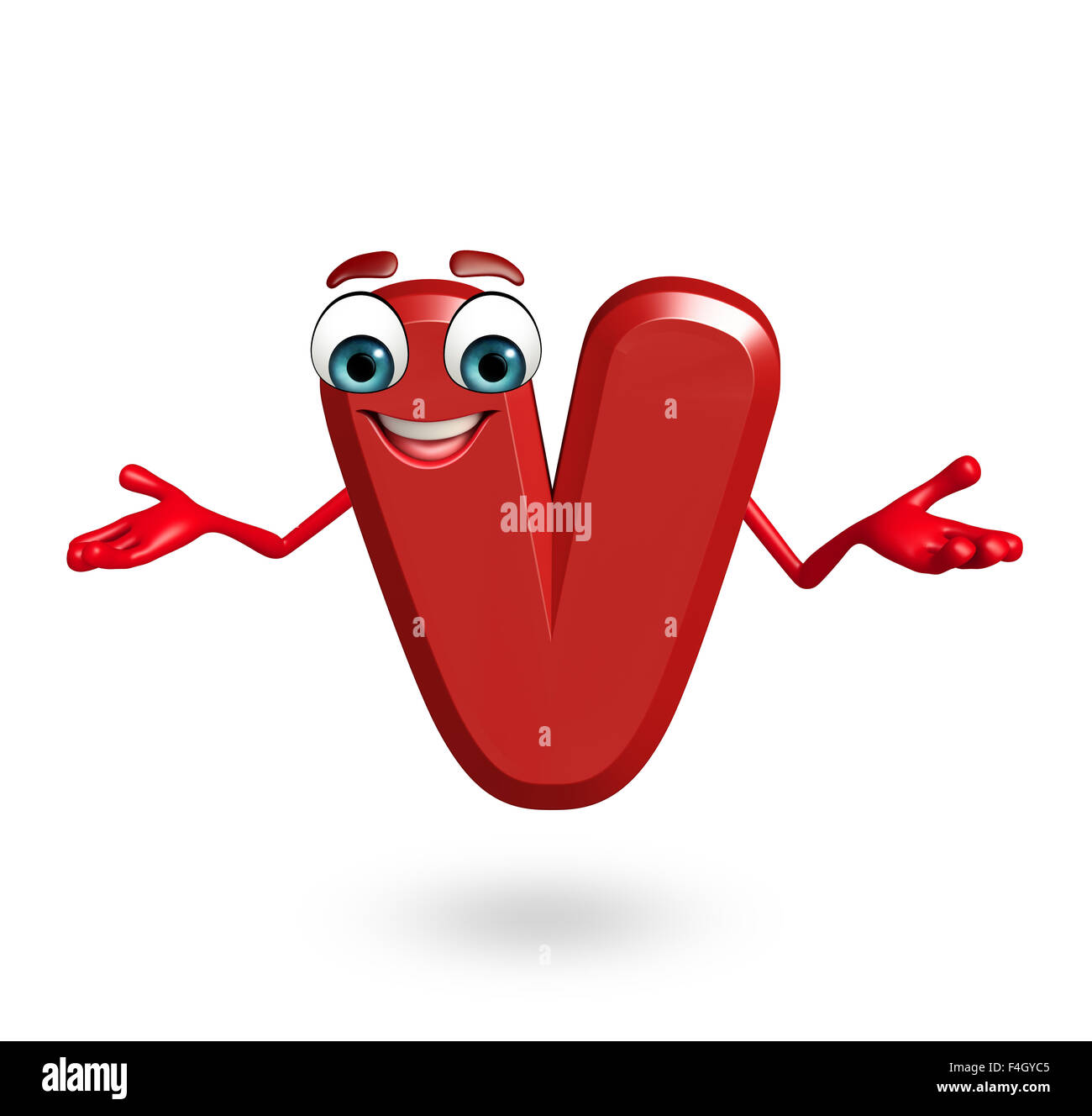 3d rendered illustration of alphabet V Cartoon Character Stock Photo ...