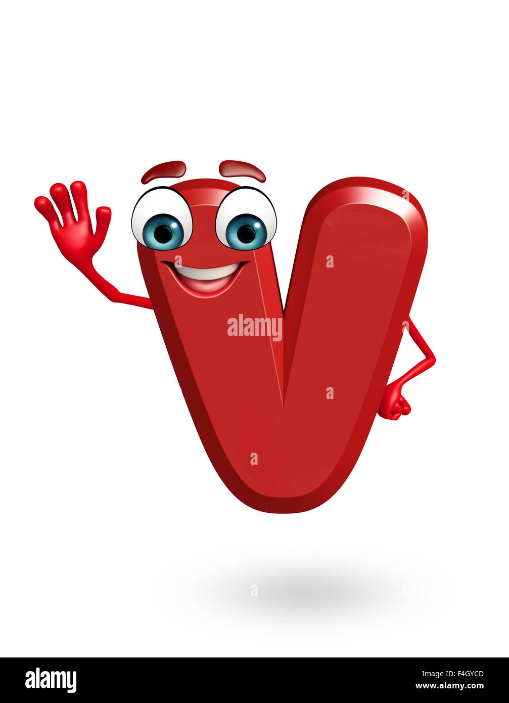 3d rendered illustration of alphabet V Cartoon Character Stock Photo ...