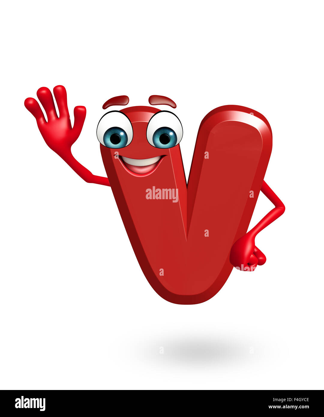 3d rendered illustration of alphabet V Cartoon Character Stock Photo ...