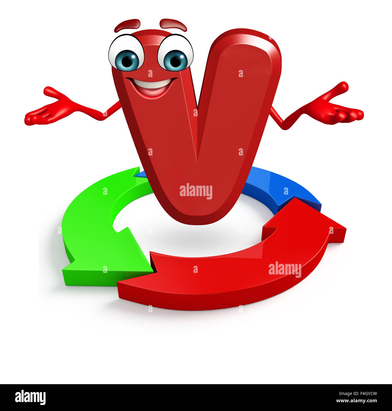 3d rendered illustration of alphabet V Cartoon Character Stock Photo ...