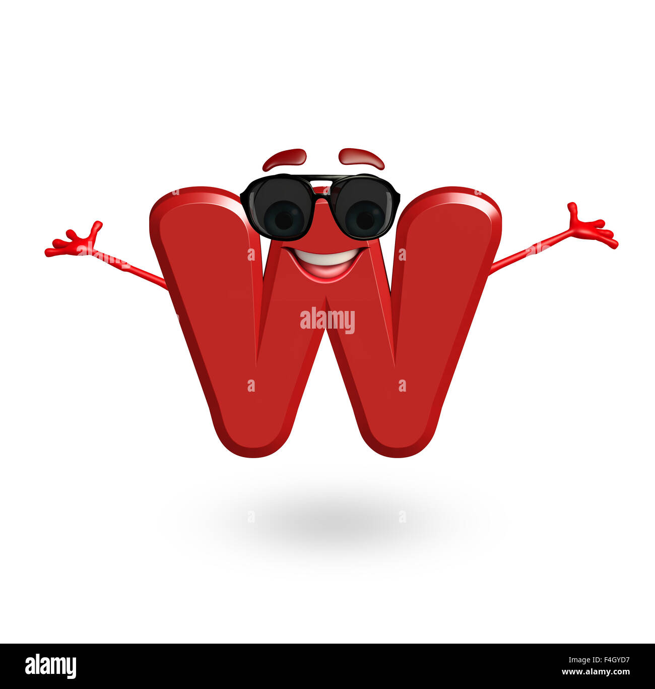 3d rendered illustration of alphabet W Cartoon Character WITH GOGGLES ...