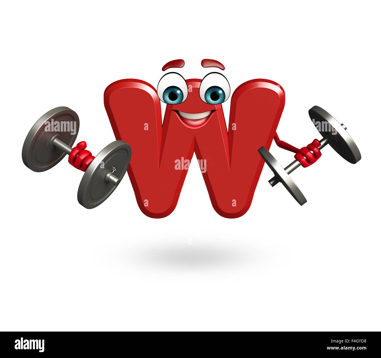 3d rendered illustration of alphabet W Cartoon Character with weights ...