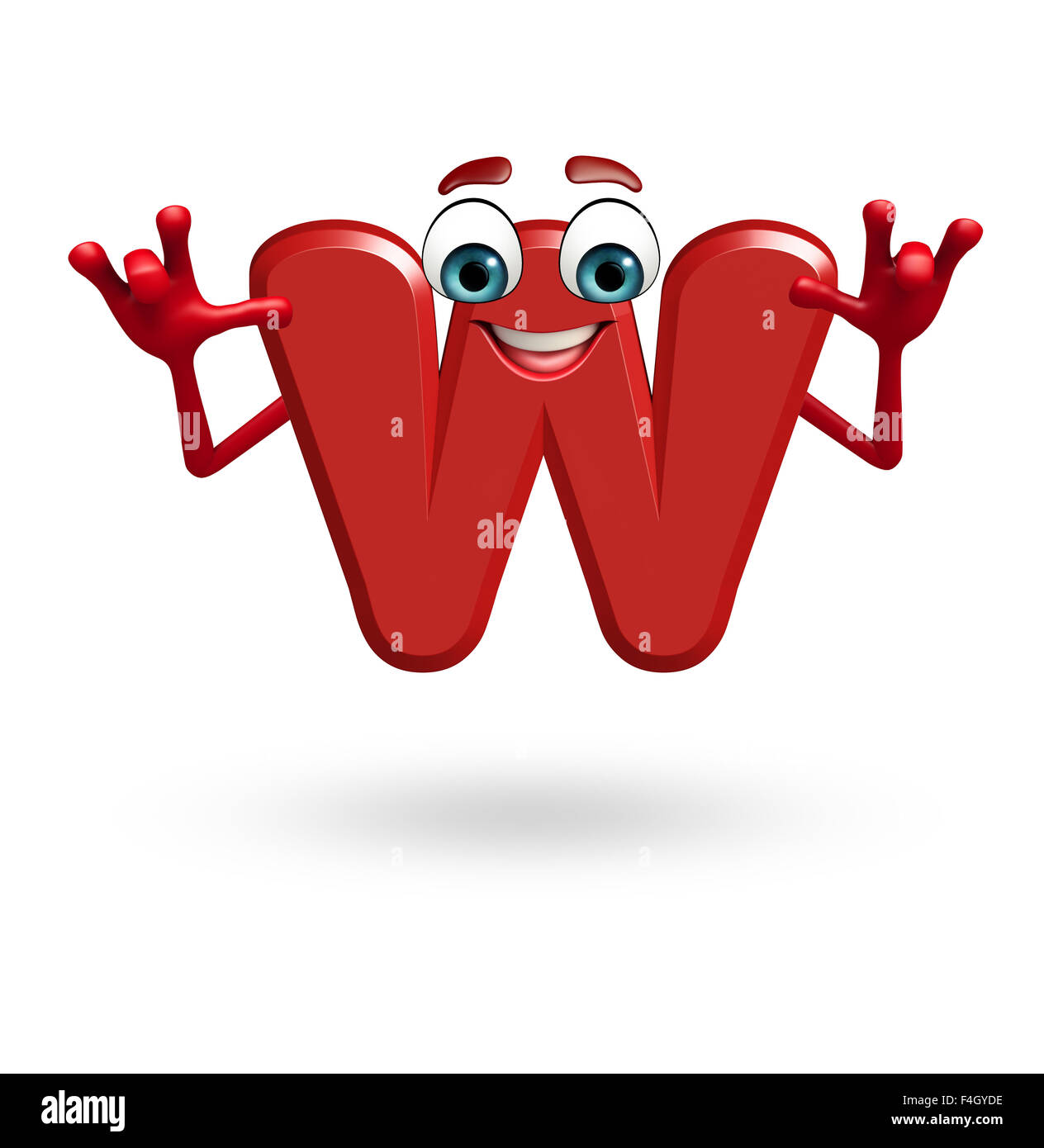3d rendered illustration of alphabet W Cartoon Character Stock Photo ...