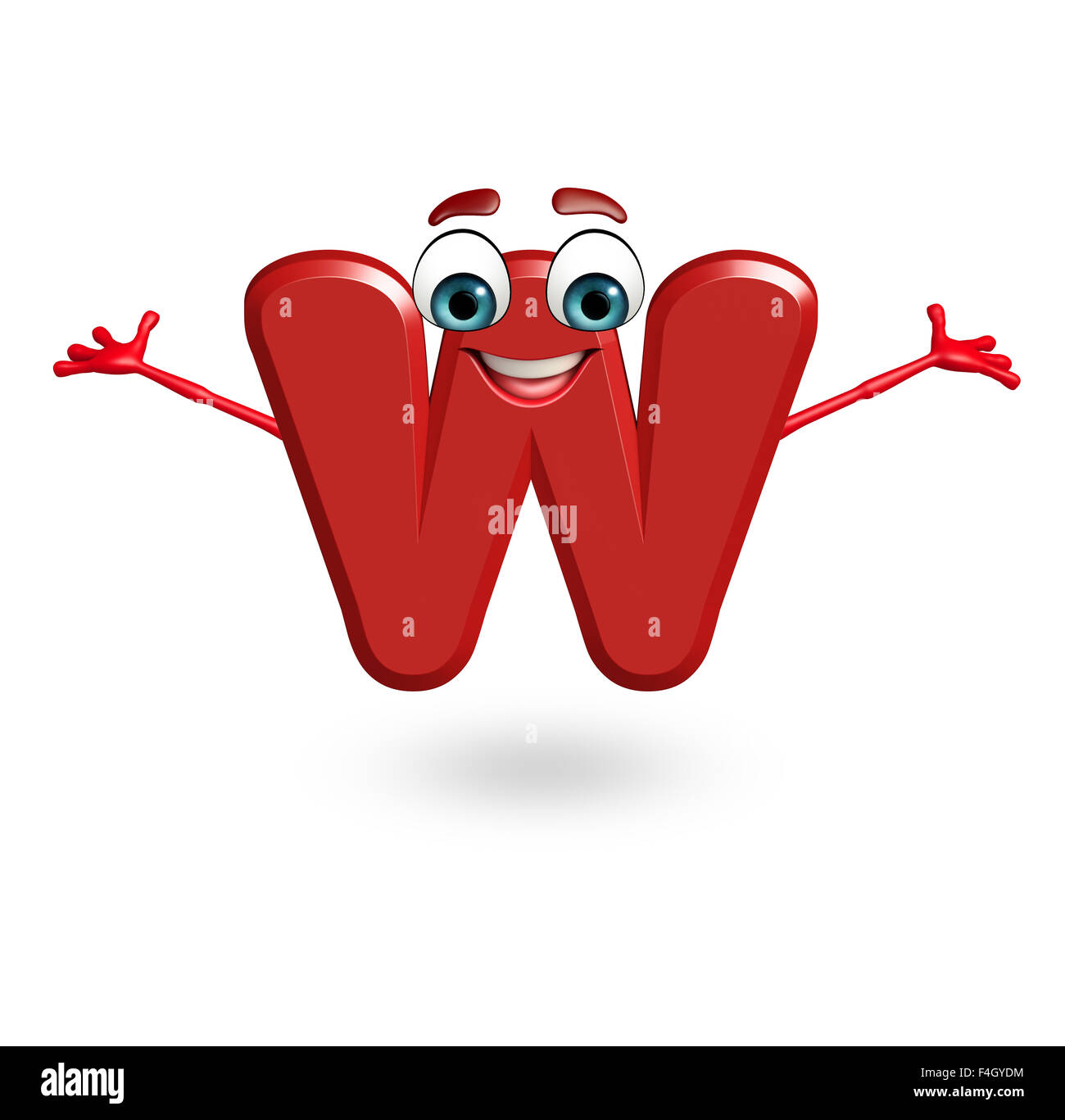 3d rendered illustration of alphabet W Cartoon Character Stock Photo ...