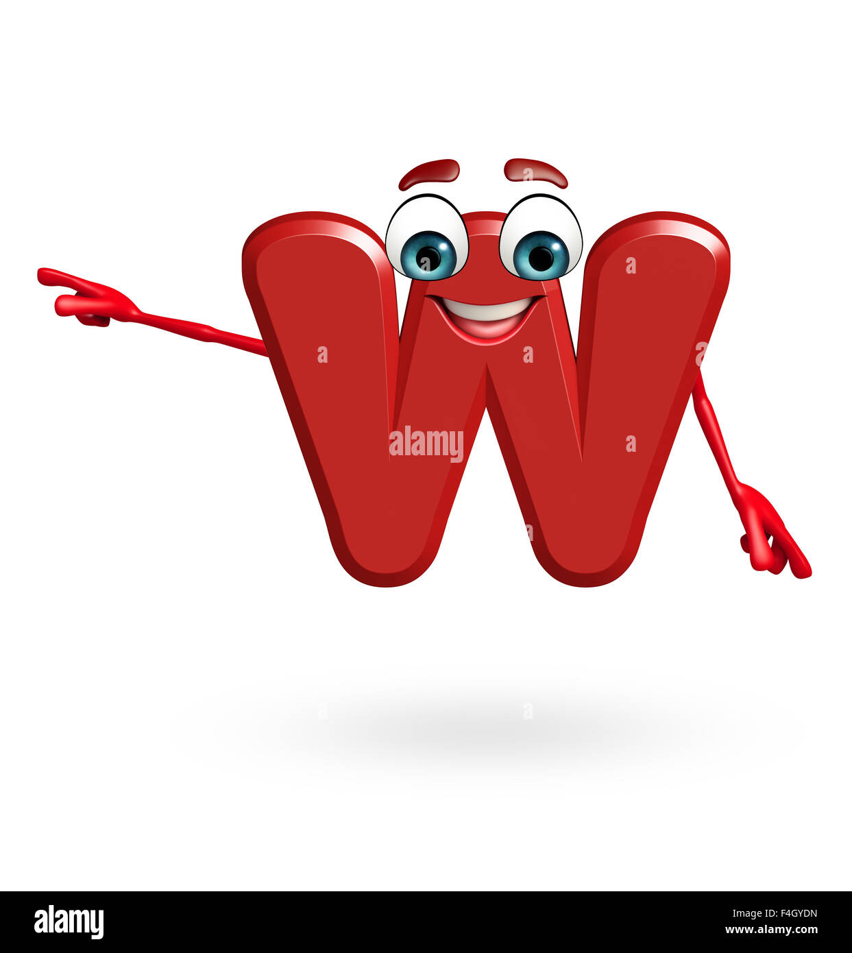 3d rendered illustration of alphabet W Cartoon Character Stock Photo ...