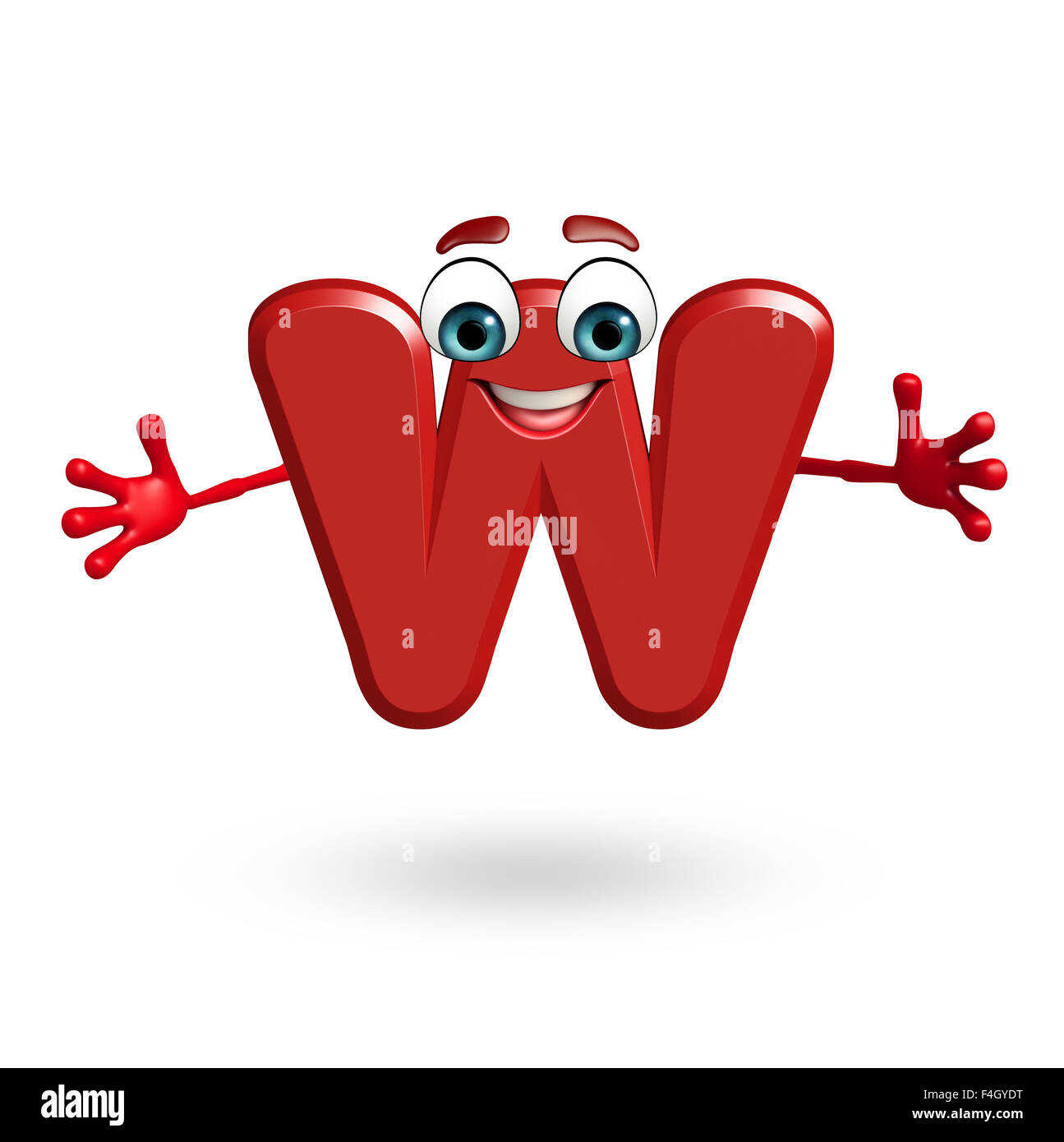 3d rendered illustration of alphabet W Cartoon Character Stock Photo ...