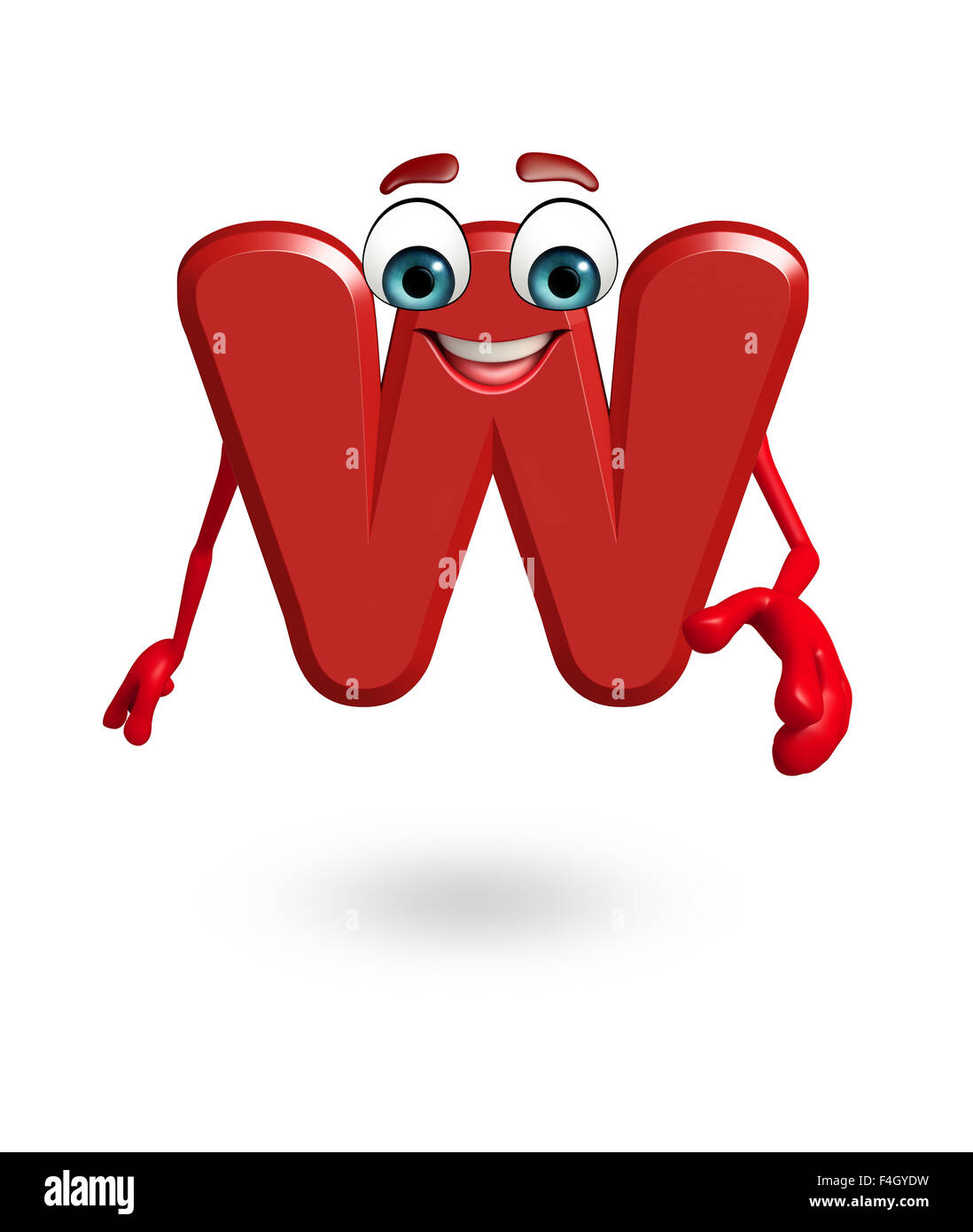 3d rendered illustration of alphabet W Cartoon Character Stock Photo ...