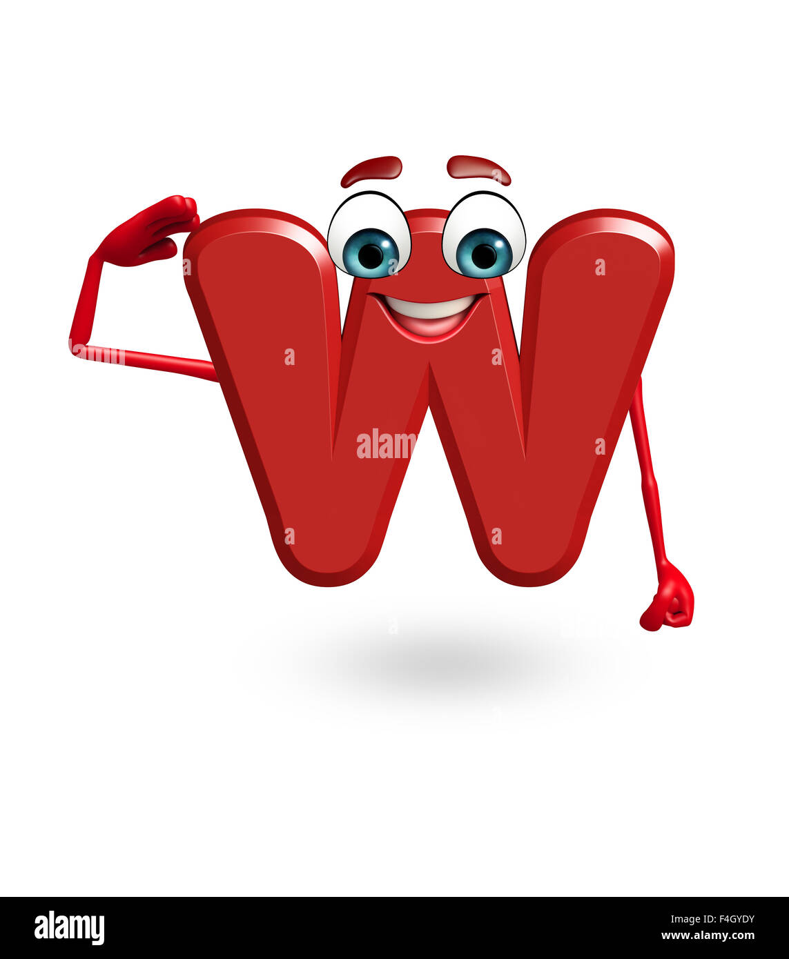 3d rendered illustration of alphabet W Cartoon Character Stock Photo ...