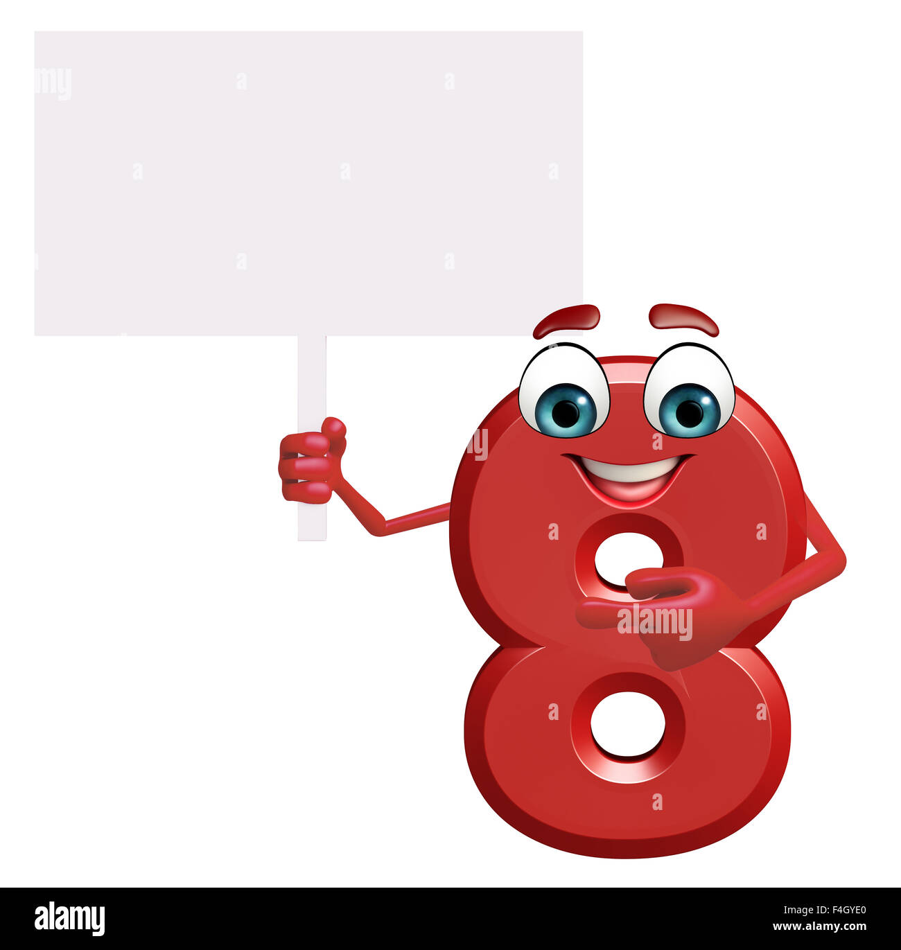 3d rendered illustration of cartoon character of eight digit with sign ...