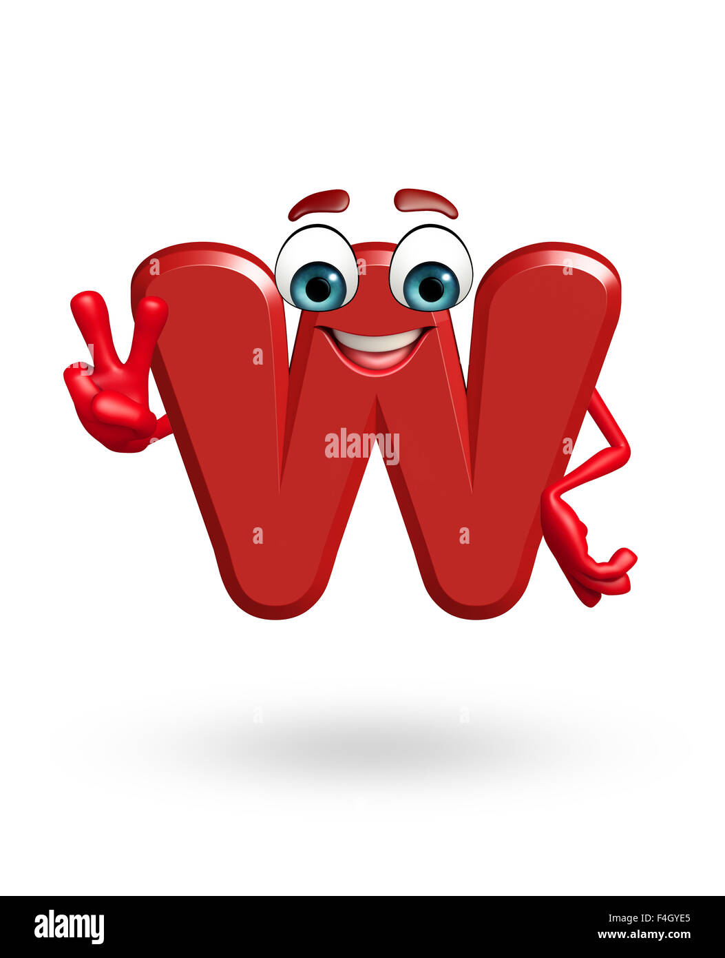 3d rendered illustration of alphabet W Cartoon Character Stock Photo ...