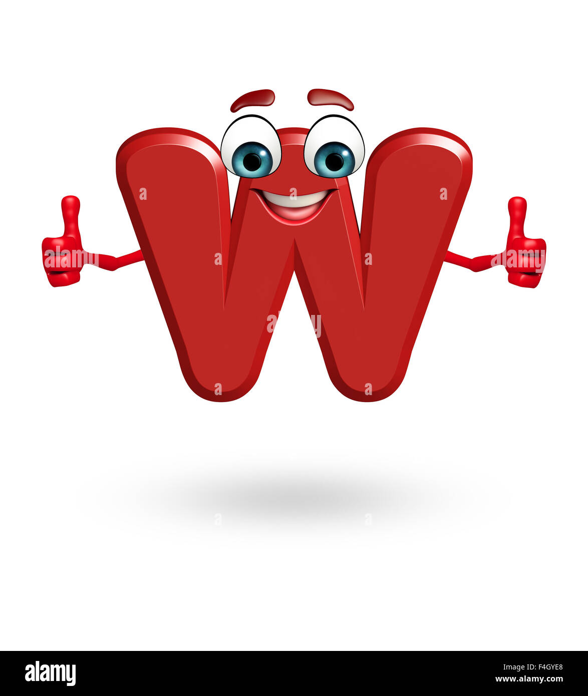 3d rendered illustration of alphabet W Cartoon Character Stock Photo ...