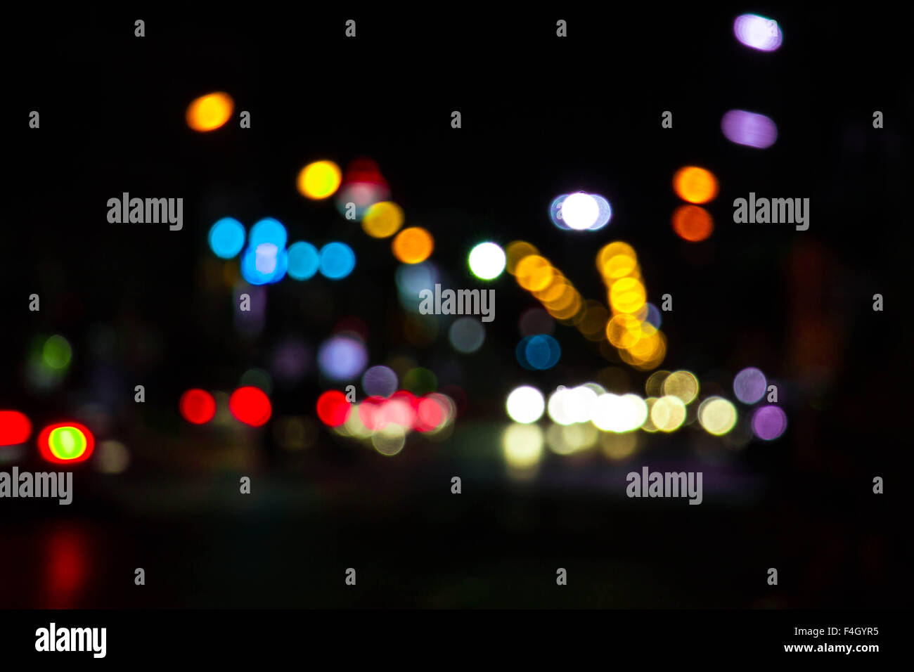 Artistic style - Defocused urban abstract texture bokeh city lights in ...