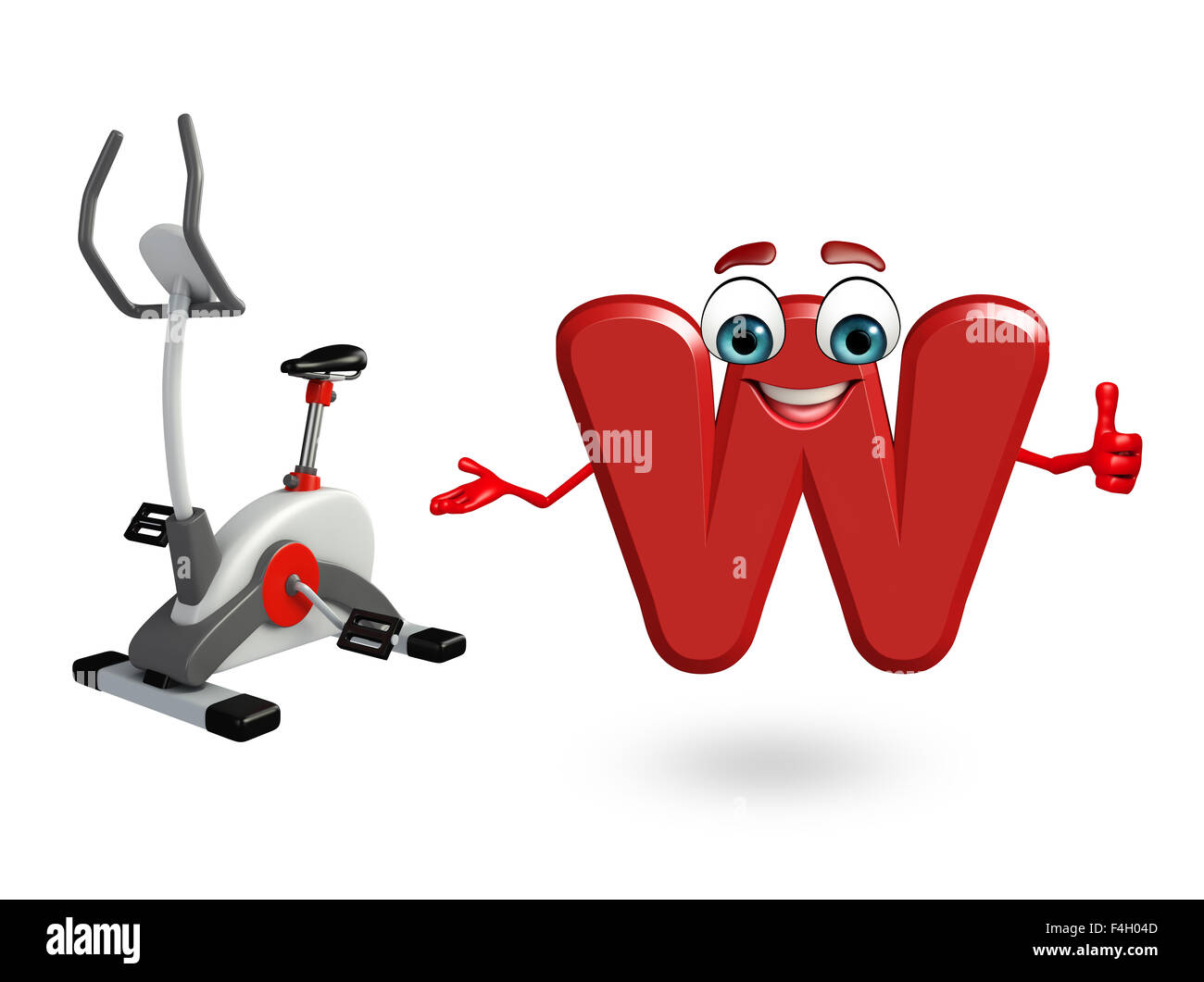 3d rendered illustration of alphabet W Cartoon Character with medal ...