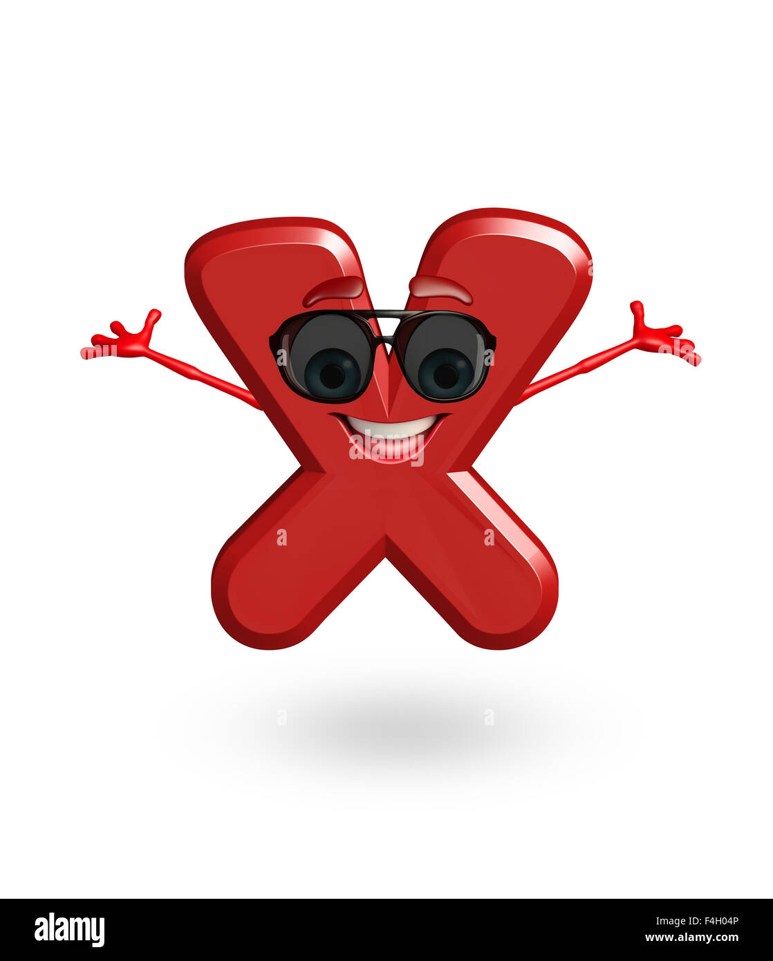 3d rendered illustration of alphabet X Cartoon Character with goggles ...