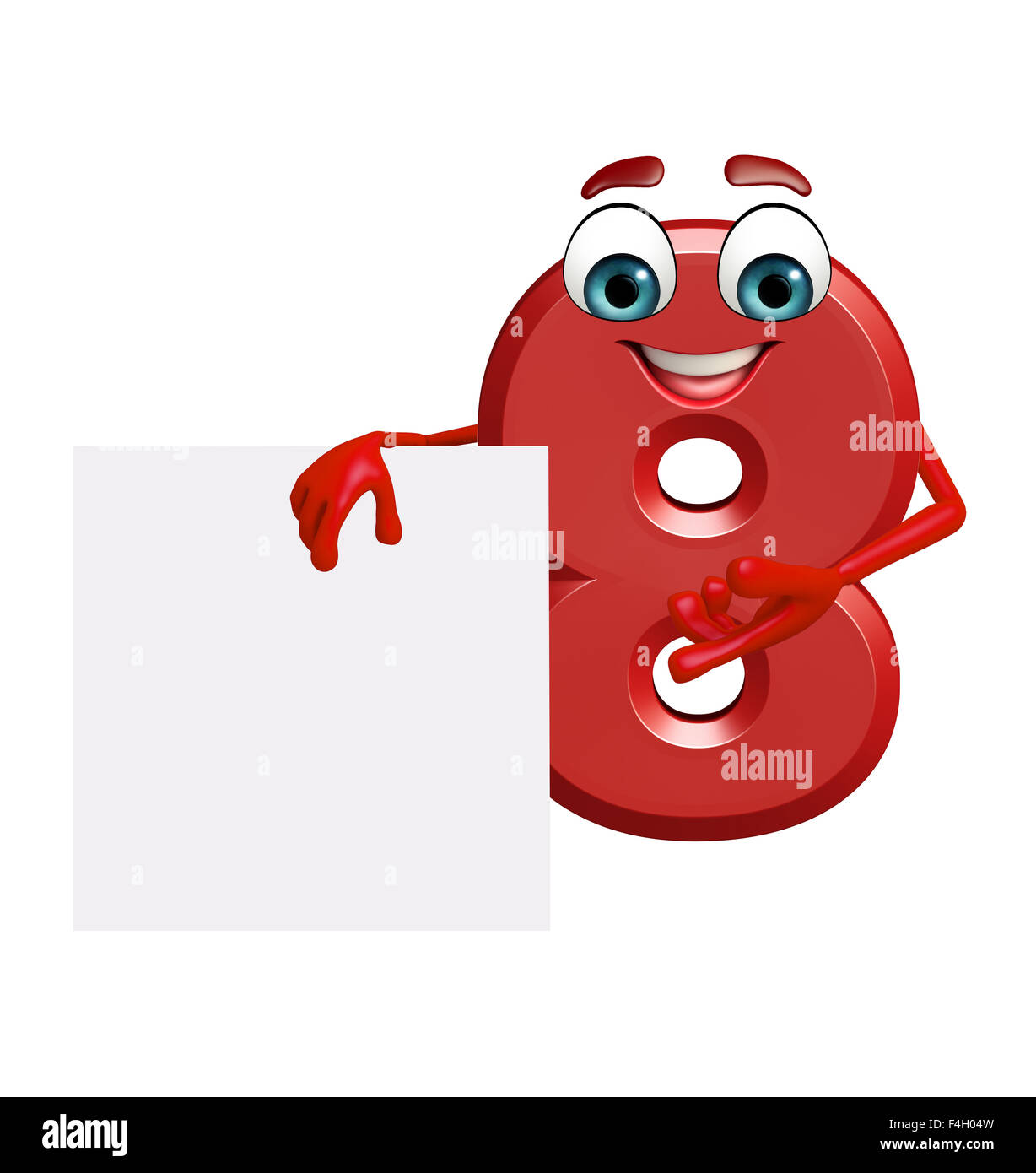 3d rendered illustration of cartoon character of eight digit with sign ...