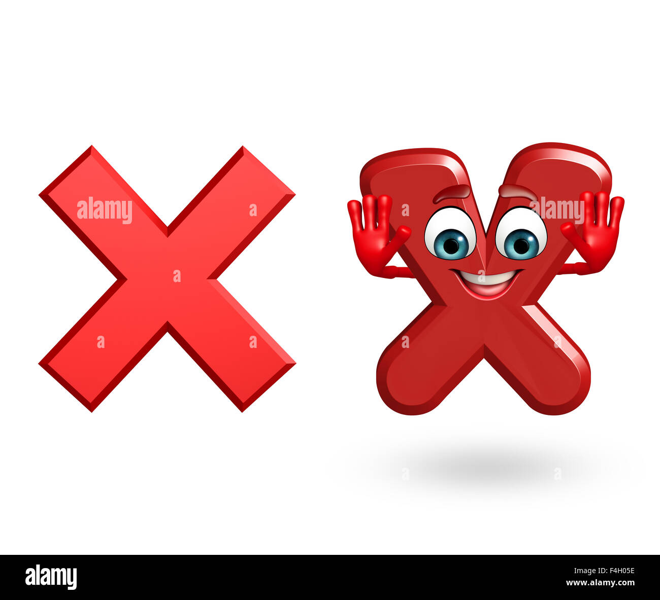 3d rendered illustration of alphabet X Cartoon Character with cross ...