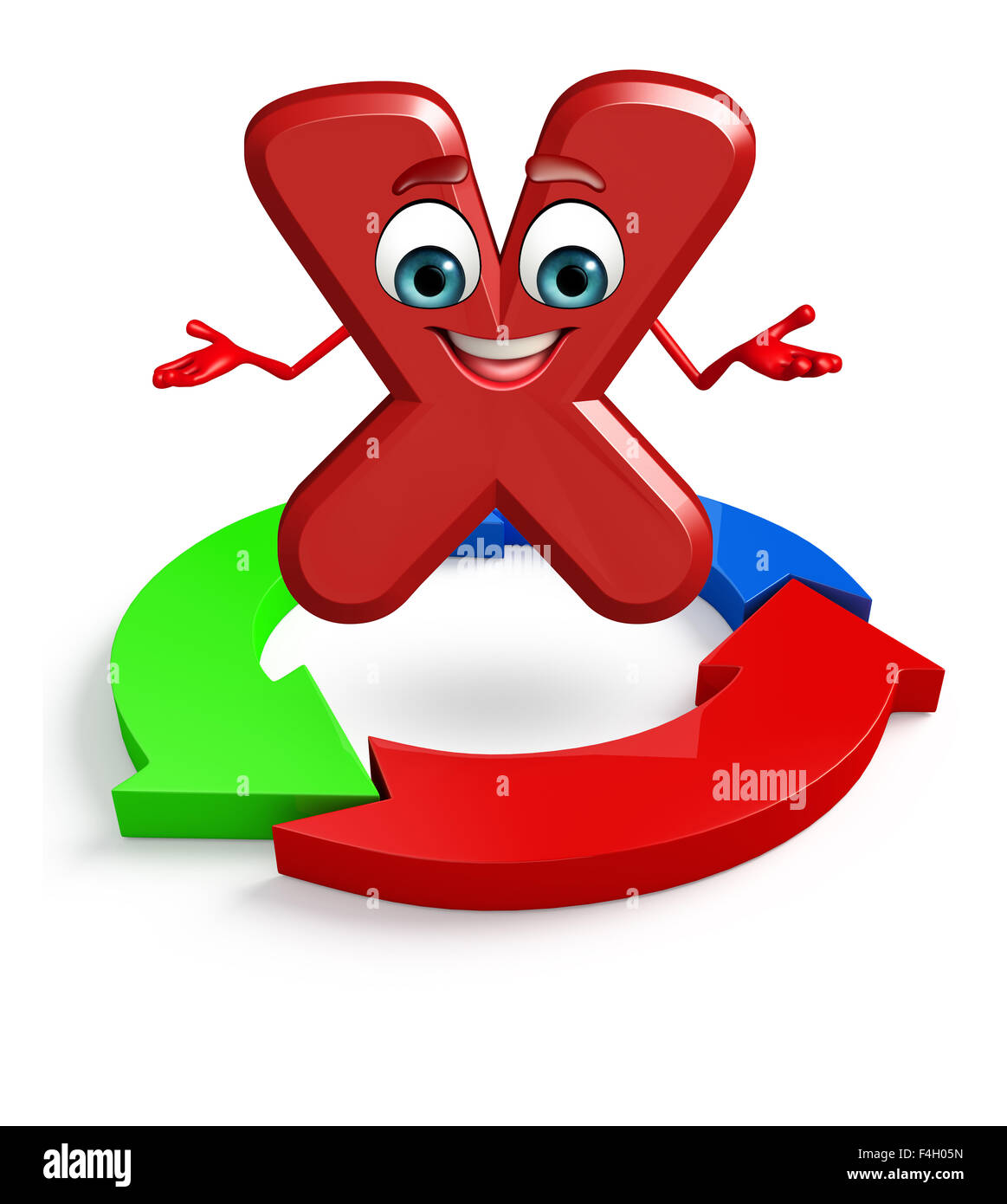 3d rendered illustration of alphabet X Cartoon Character with arrow ...
