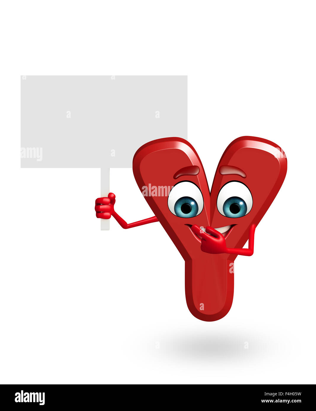 3d rendered illustration of alphabet Y Cartoon Character with sign ...
