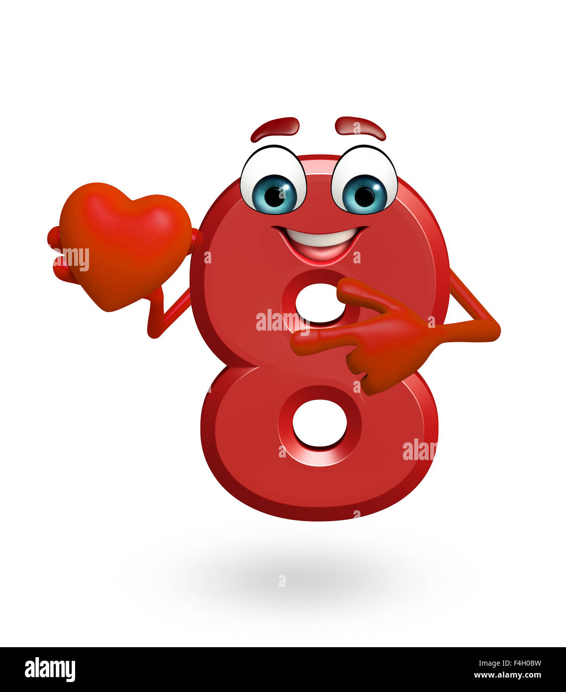 3d rendered illustration of cartoon character of eight digit with heart ...