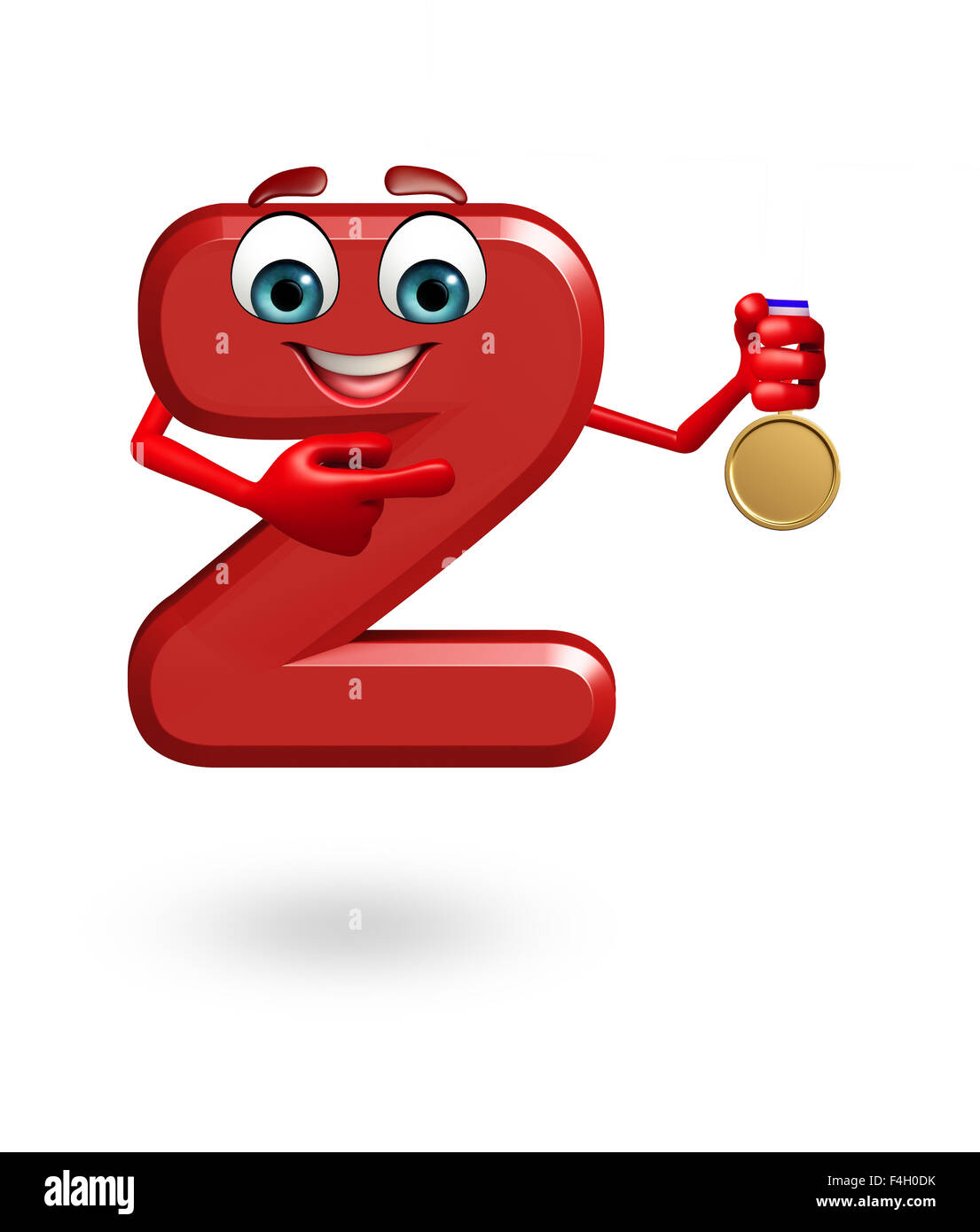 3d rendered illustration of alphabet Z Cartoon Character with medal ...